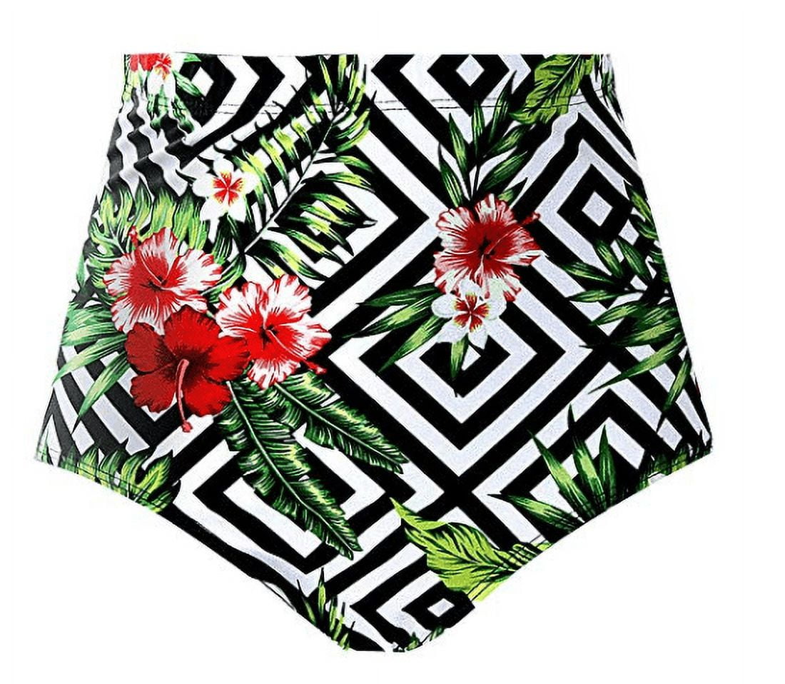 Binpure Womens Sexy Floral Printed Briefs High Waist Bottom Bathing ...