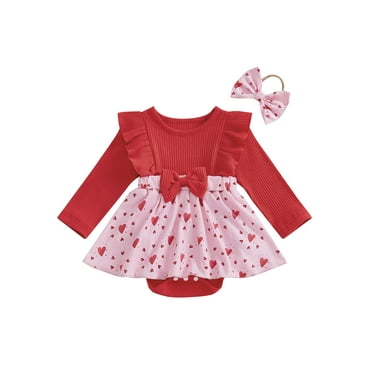 PatPat 2pcs Baby Girl 95% Cotton Long-sleeve Spliced Embroidered Bear Ruffle Trim Romper Dress ...