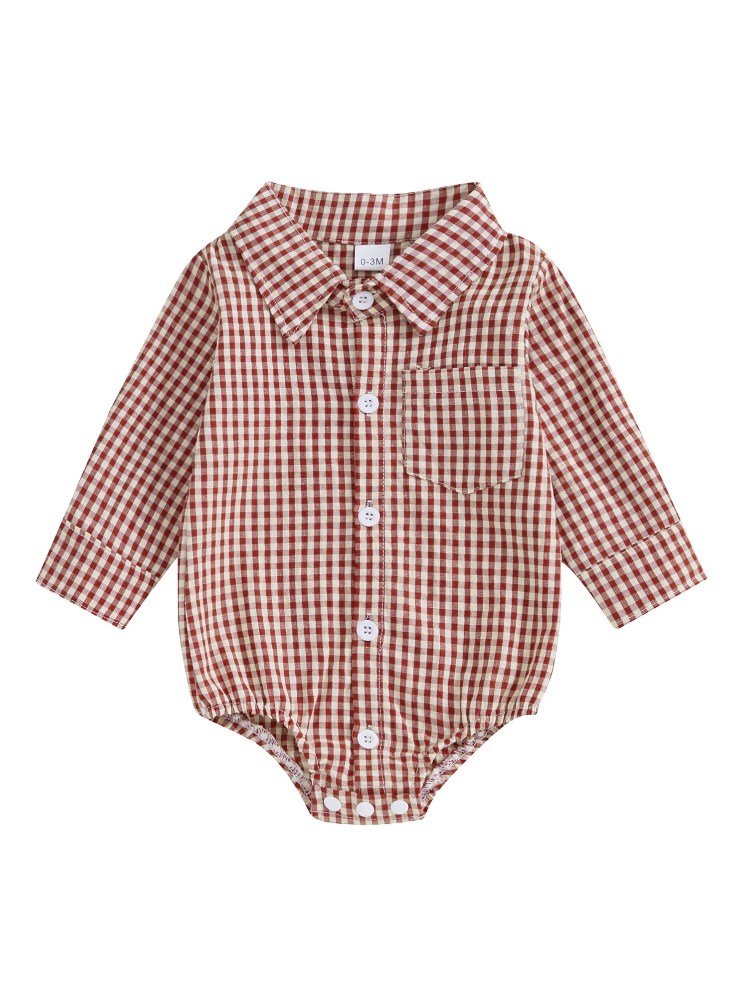 Binshrliy Newborn Baby Boys Fall Rompers Shirts Long Sleeve Plaid ...