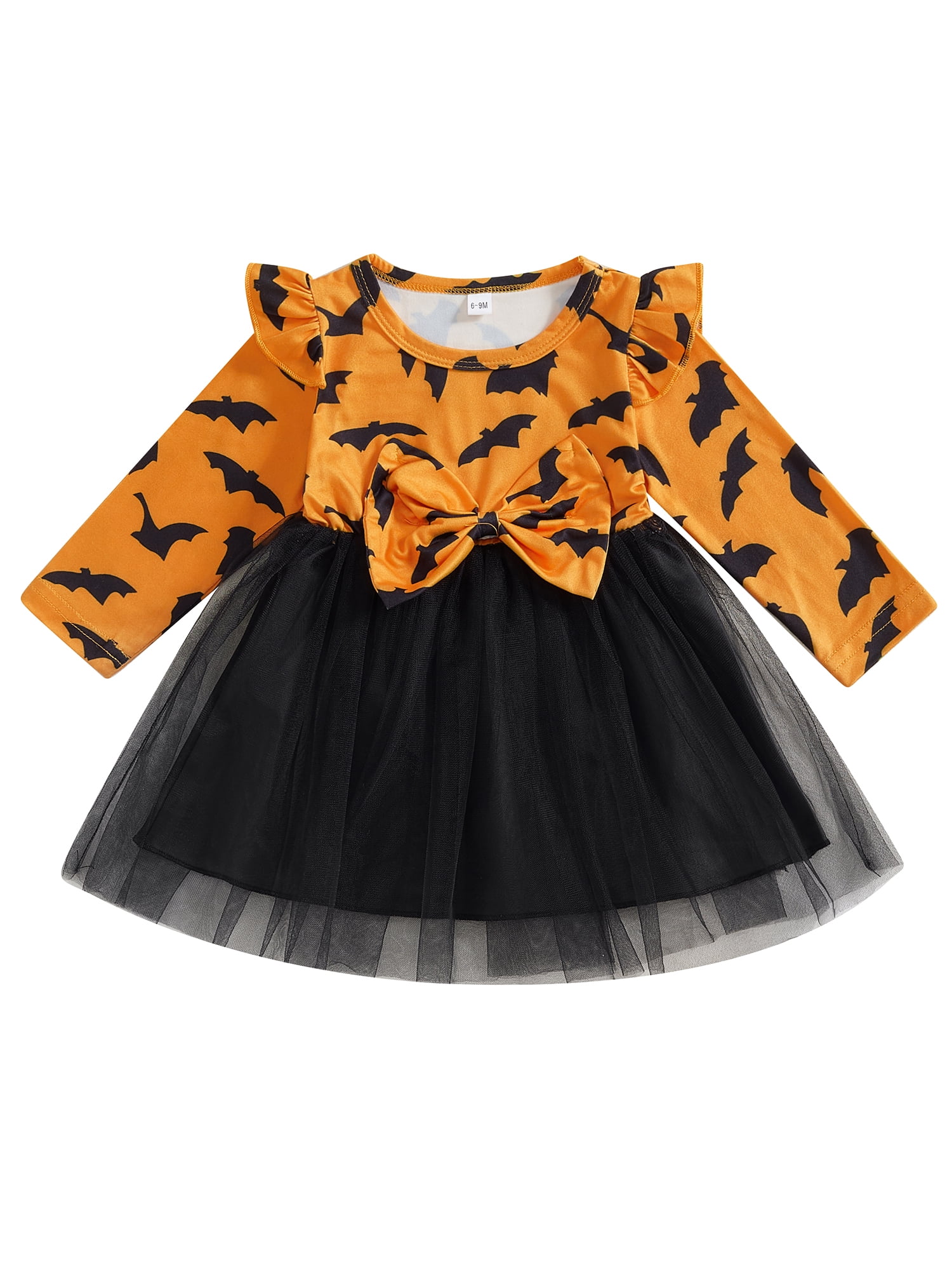 Binshrliy Toddler Baby Girl Halloween Dress Print Long Sleeve A-line Princess Dresses + Headband ...