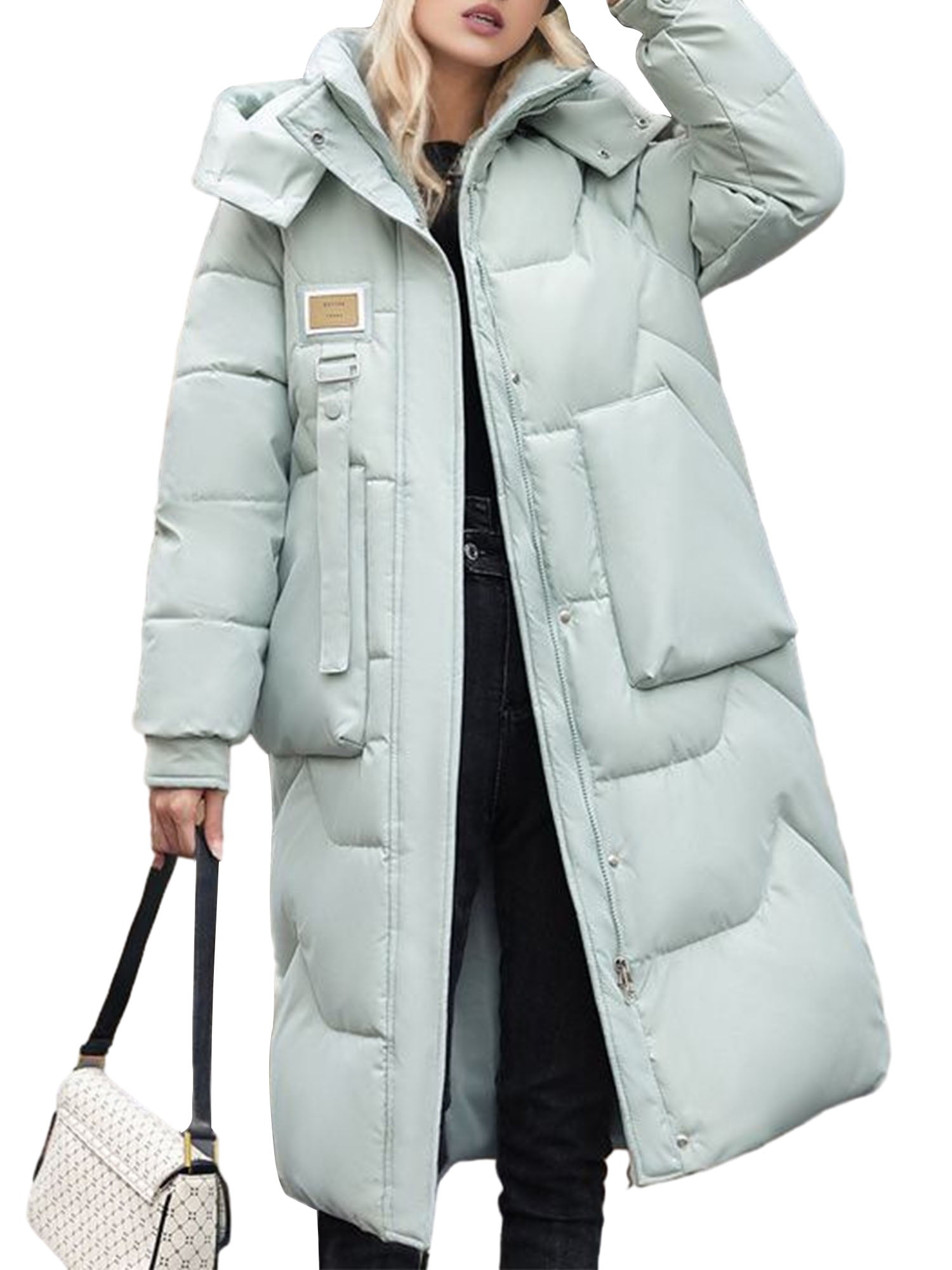 Binshrliy Women Long Winter Jacket, Long Sleeve Hooded Winter Coat Warm ...