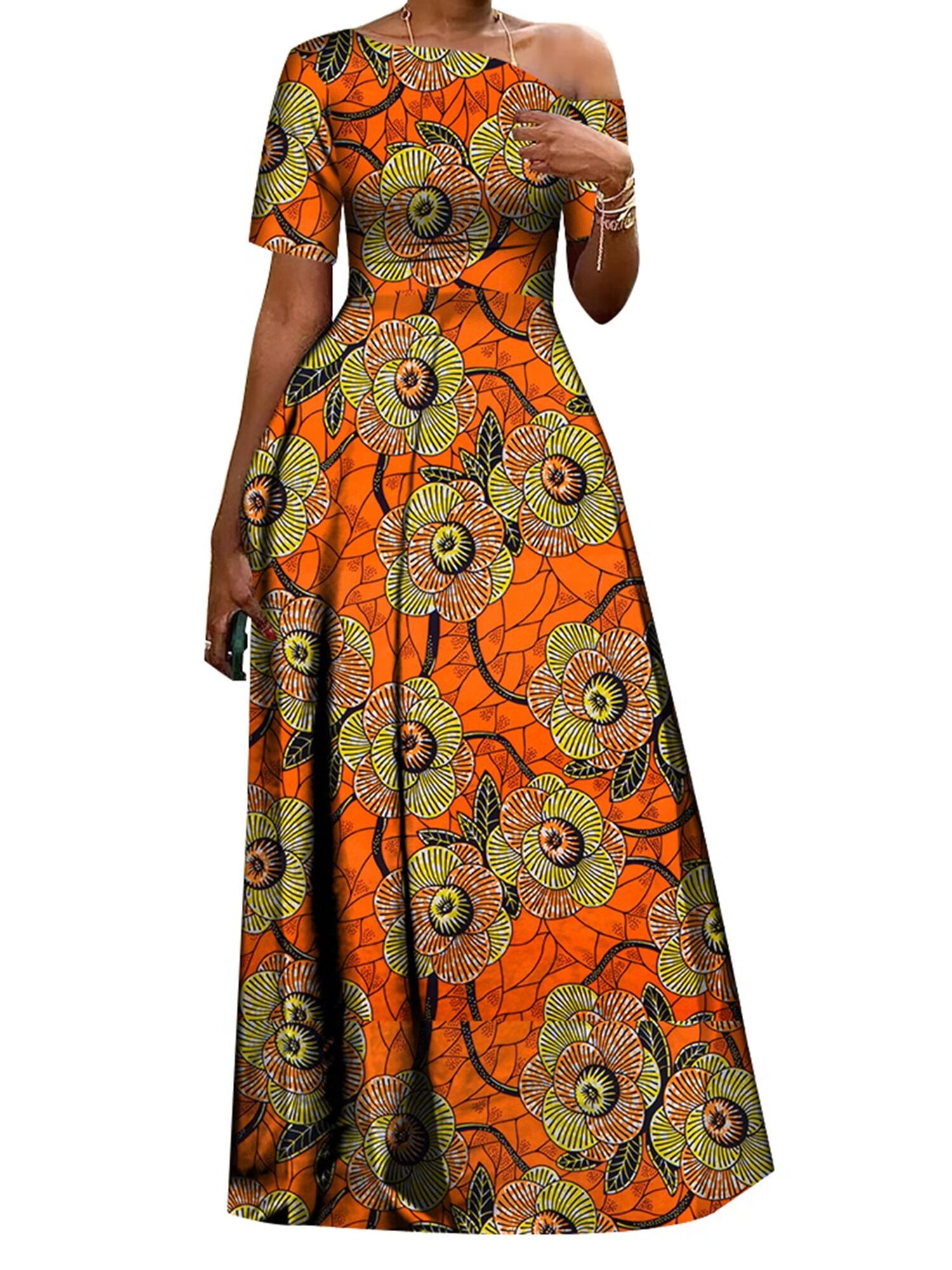 BintaRealWax African Dresses for Women Ankara Print off Shoulder Lady ...