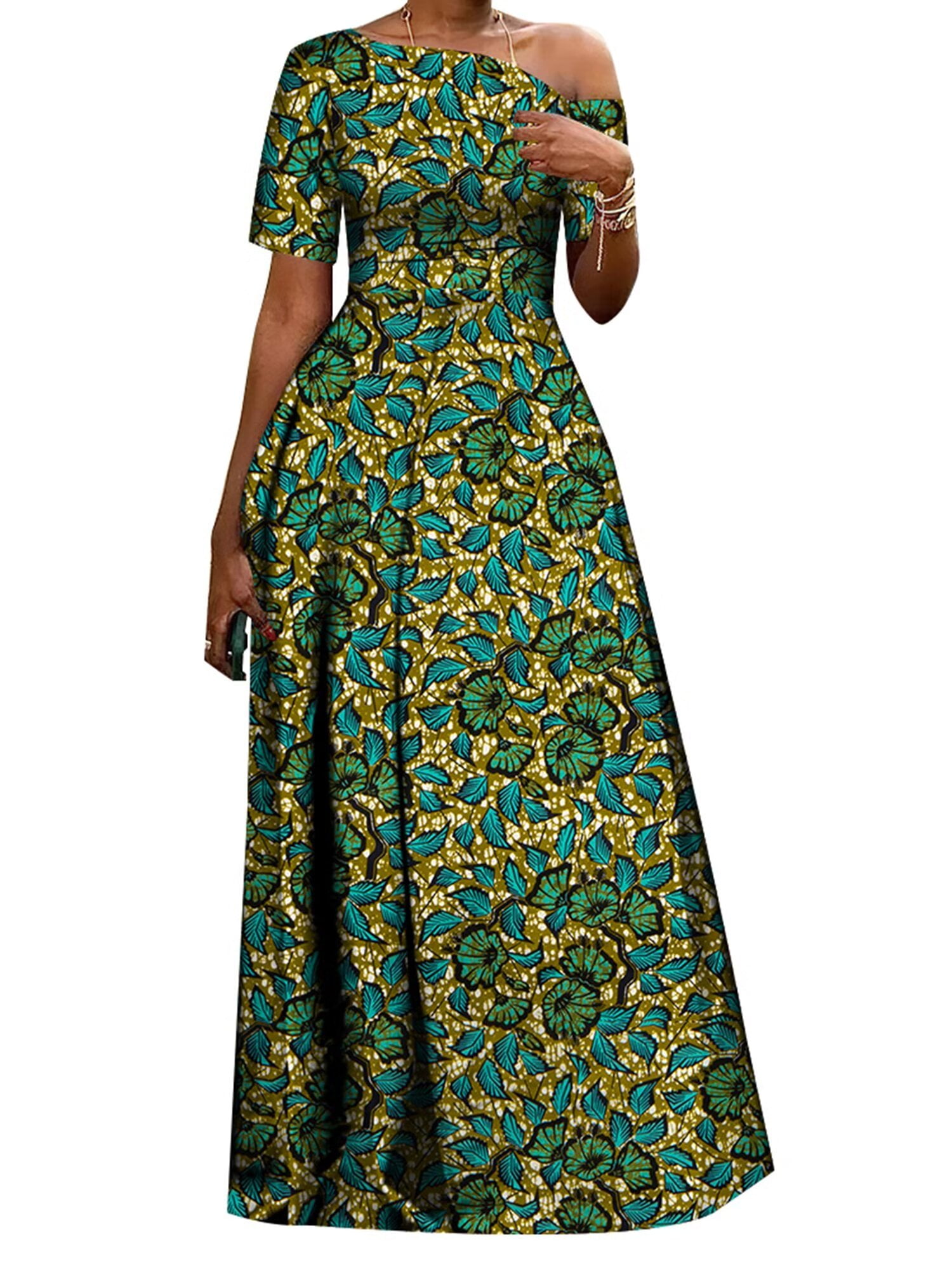 BintaRealWax African Dresses for Women Ankara Print off Shoulder Lady ...