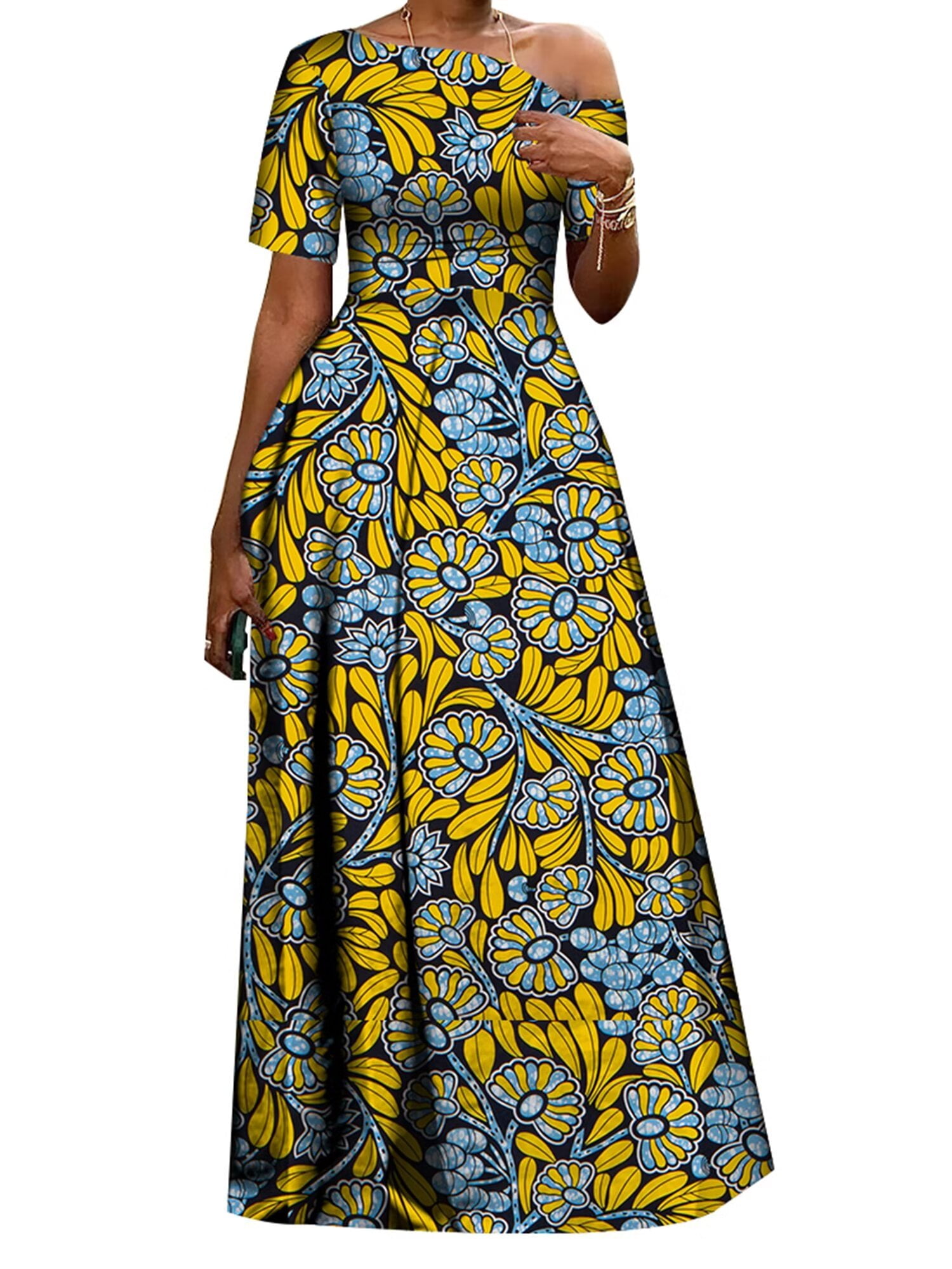 BintaRealWax African Dresses for Women Ankara Print off Shoulder Lady ...