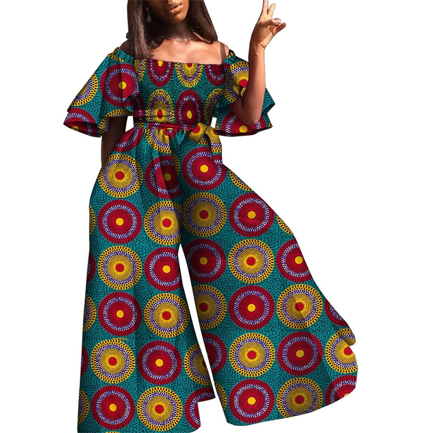 BintaRealWax African Jumpsuits for Women Ankara Kente Print Smocked ...