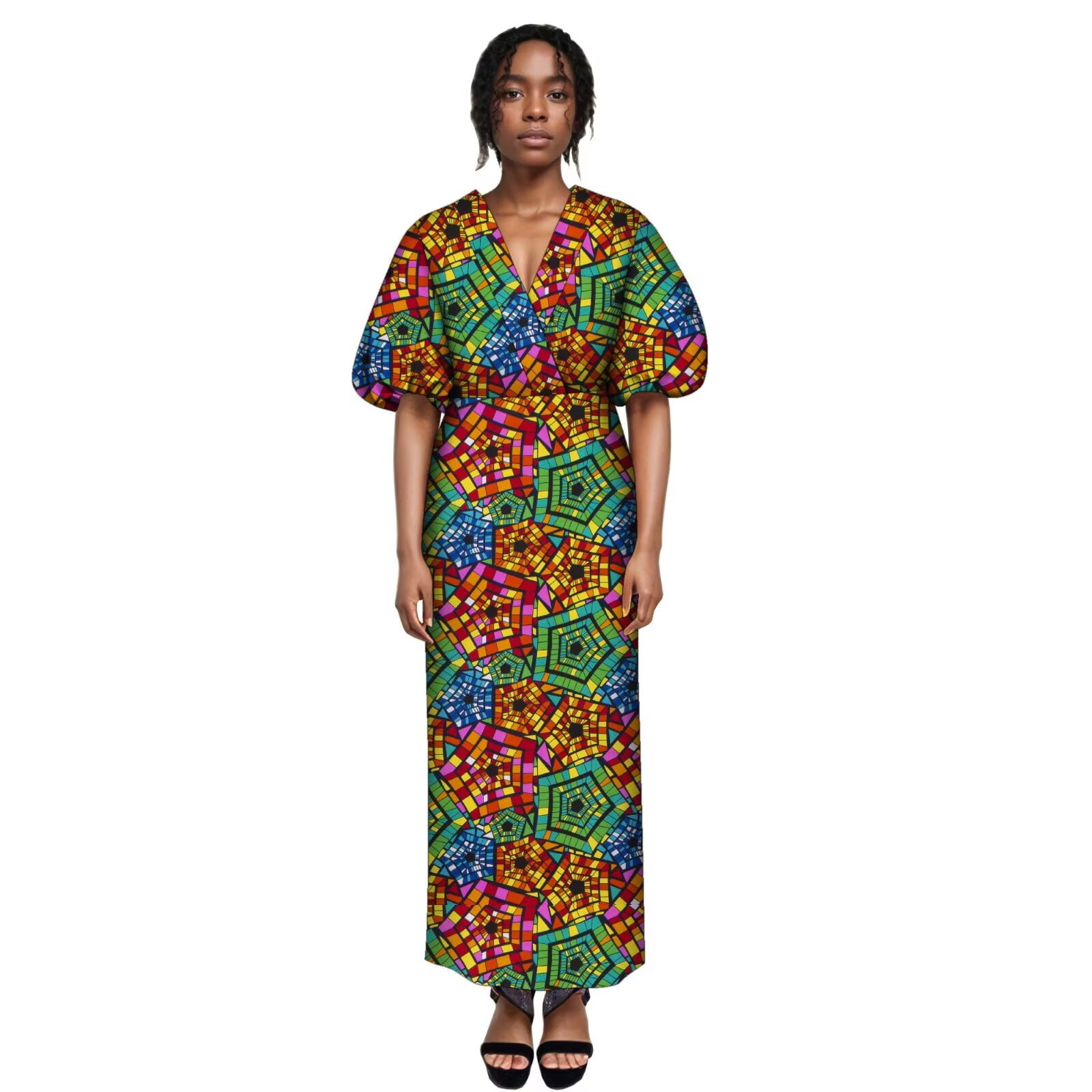 BintaRealWax African Women's Bodycon Dress Outfit Puff Hip-covering Long Ankara Dresses Dashiki ...