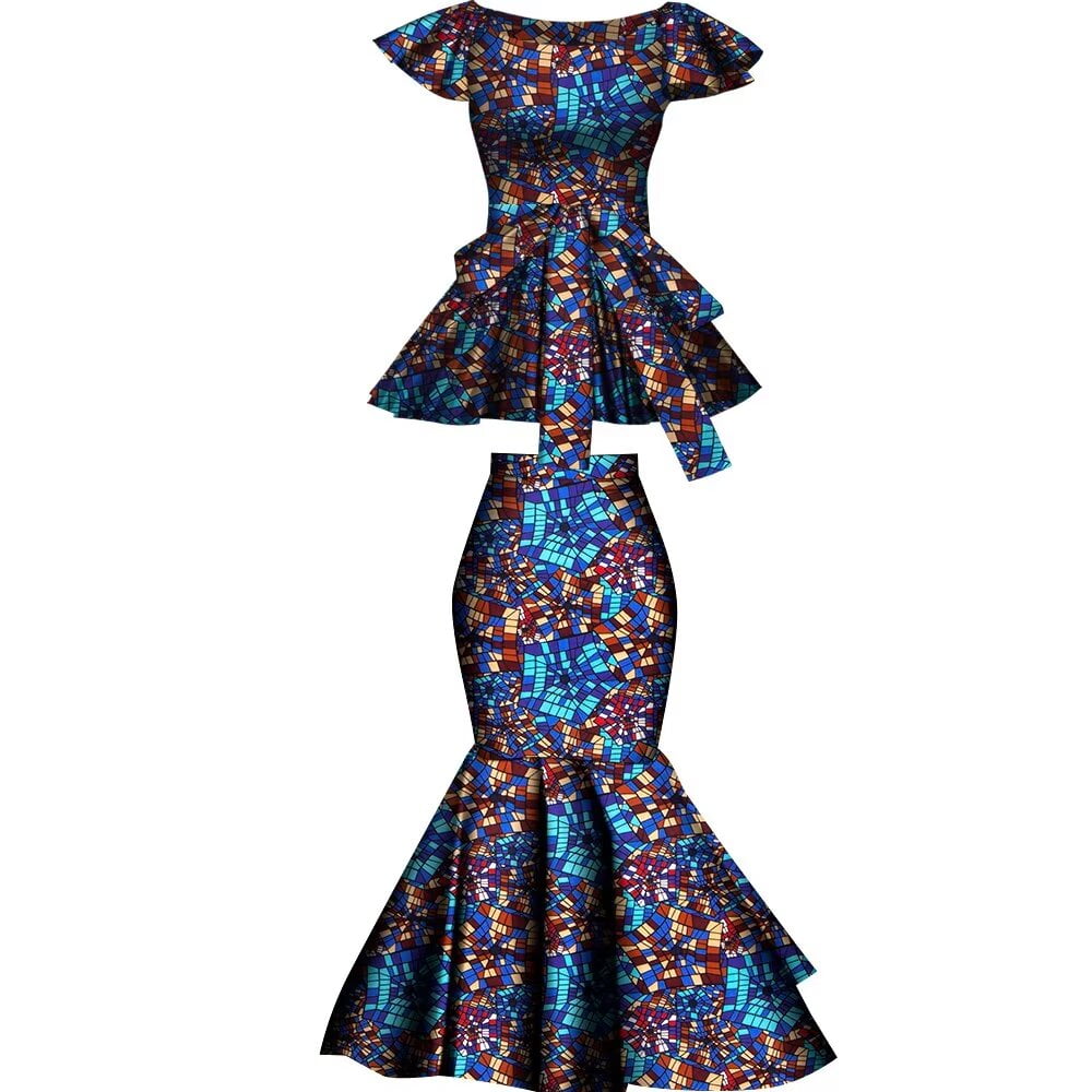 BintaRealWax African Women's Two Piece Set Batik Pure Cotton Fabric ...