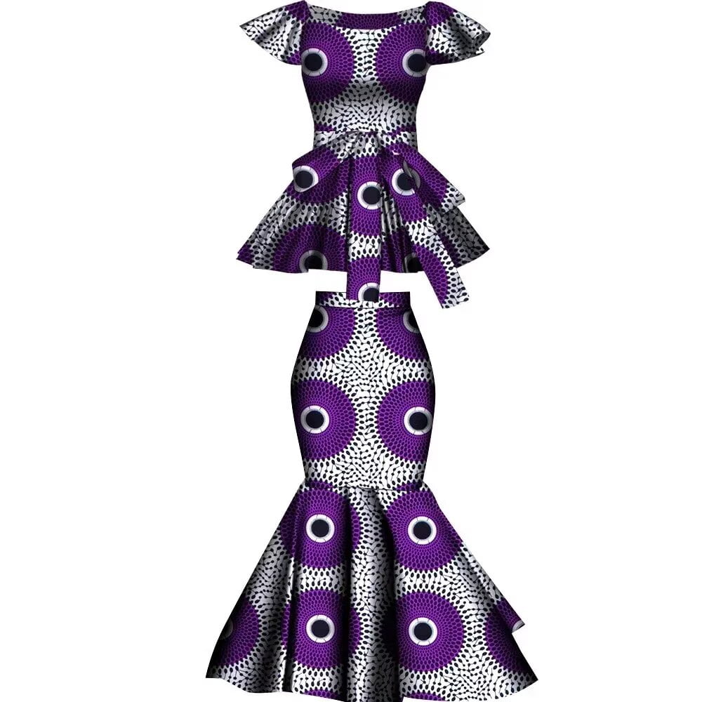 BintaRealWax African Women's Two Piece Set Batik Pure Cotton Fabric ...