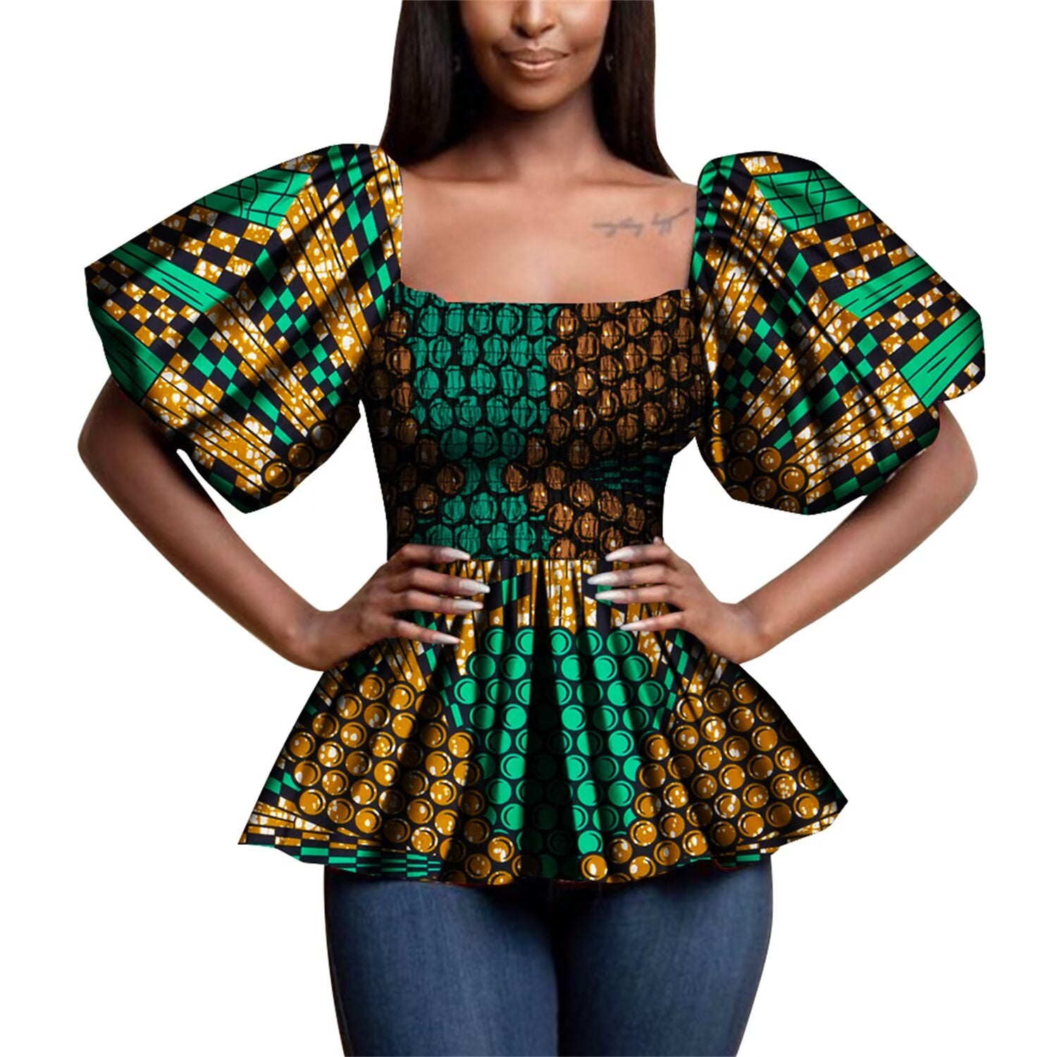 BintaRealWax Kente African Blouse for Women Boho African Print Top ...
