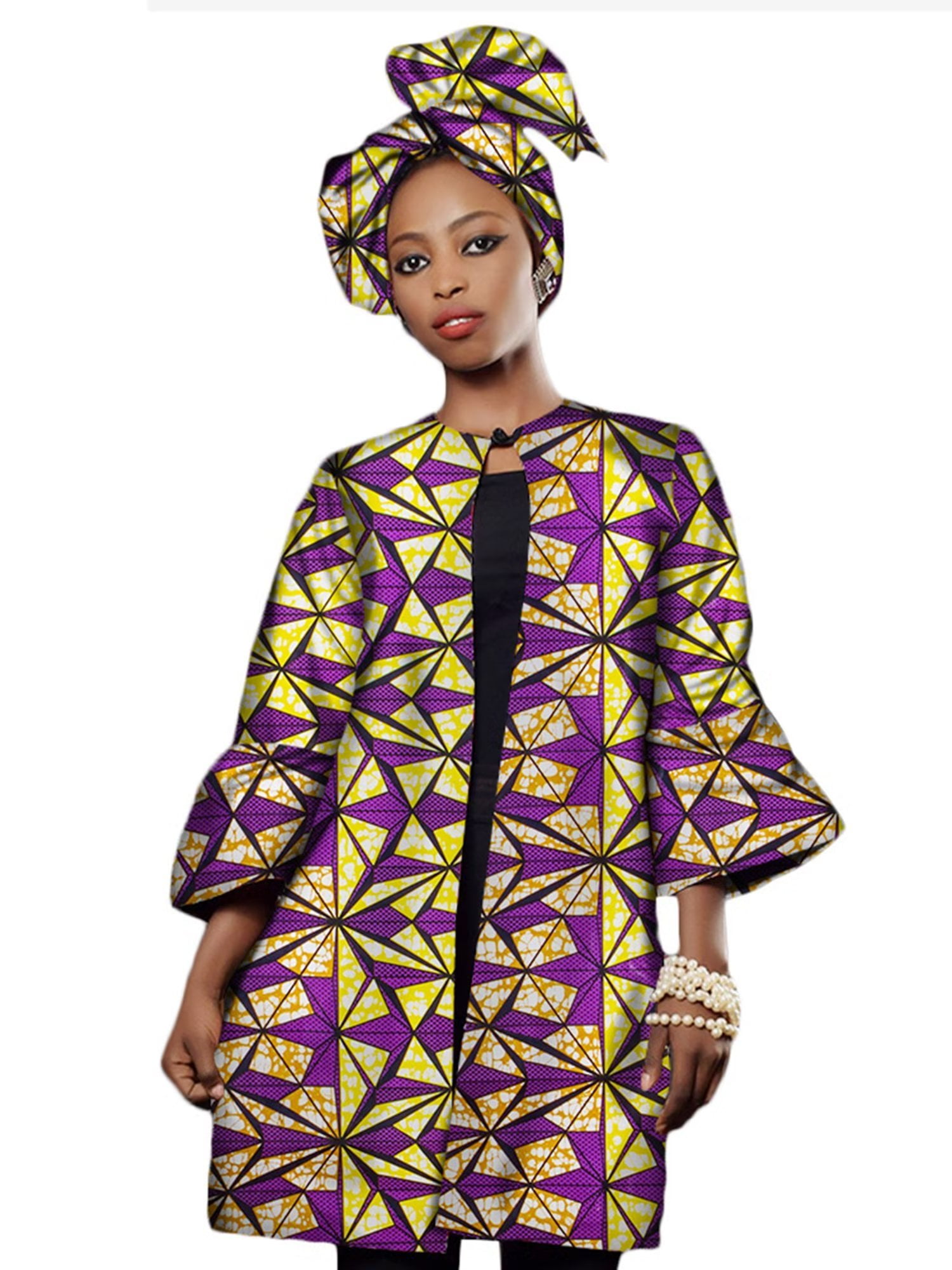 BintaRealWax Women African Print Clothing Dashiki Three Quarter Sleeve ...