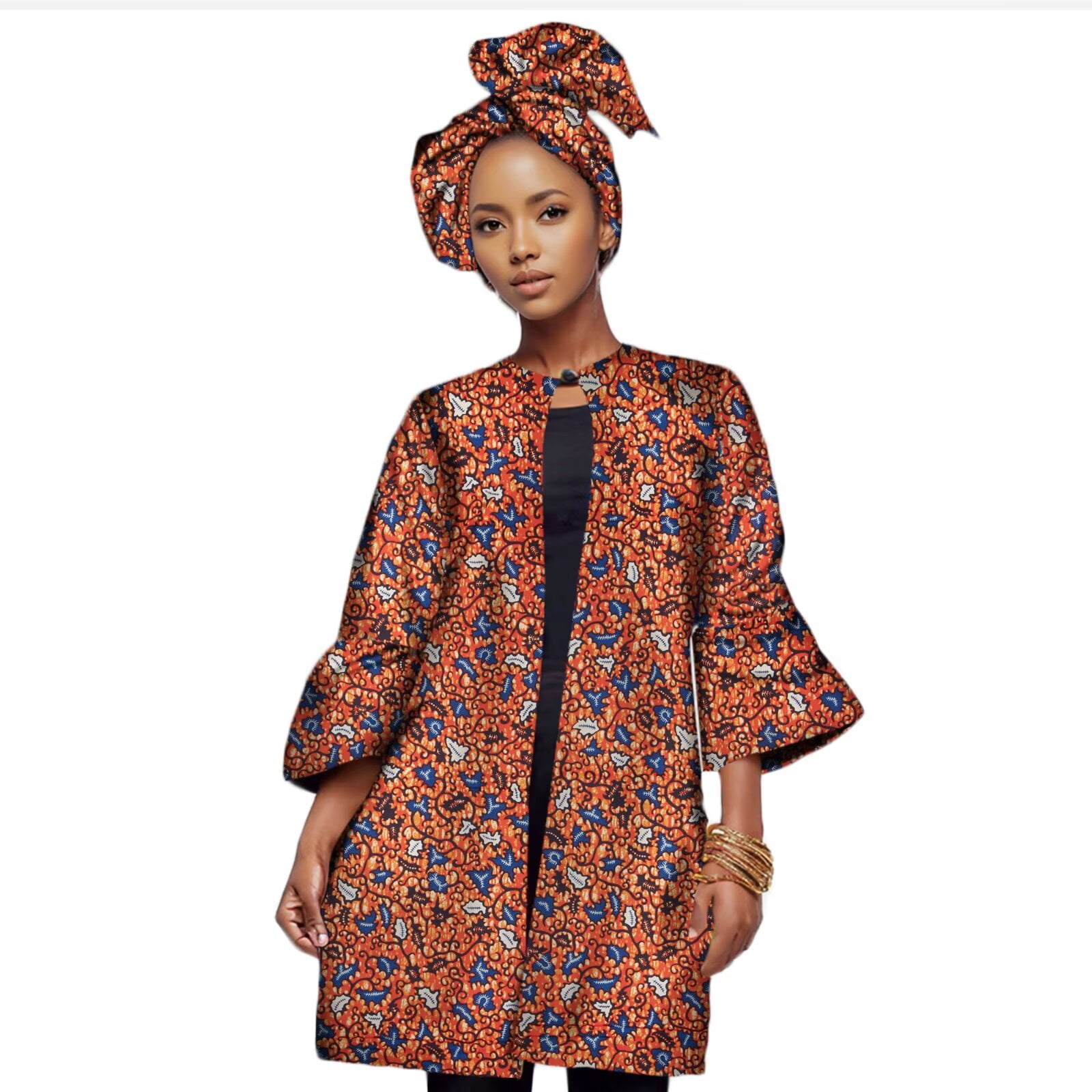 BintaRealWax Women African Print Clothing Dashiki Three Quarter Sleeve ...