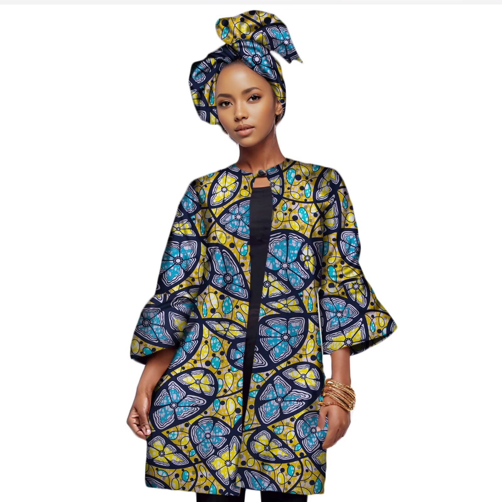 BintaRealWax Women African Print Clothing Dashiki Three Quarter Sleeve ...