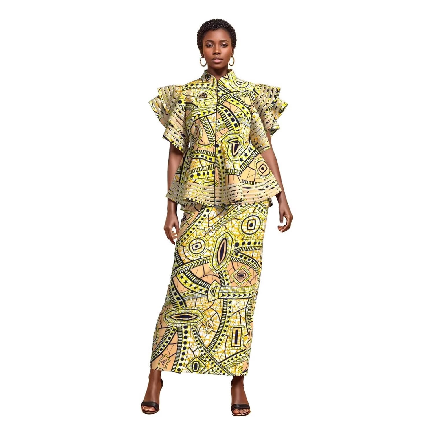 BintaRealWax Women's African Dresses Dashiki Women's Skirt Sets Zipper ...