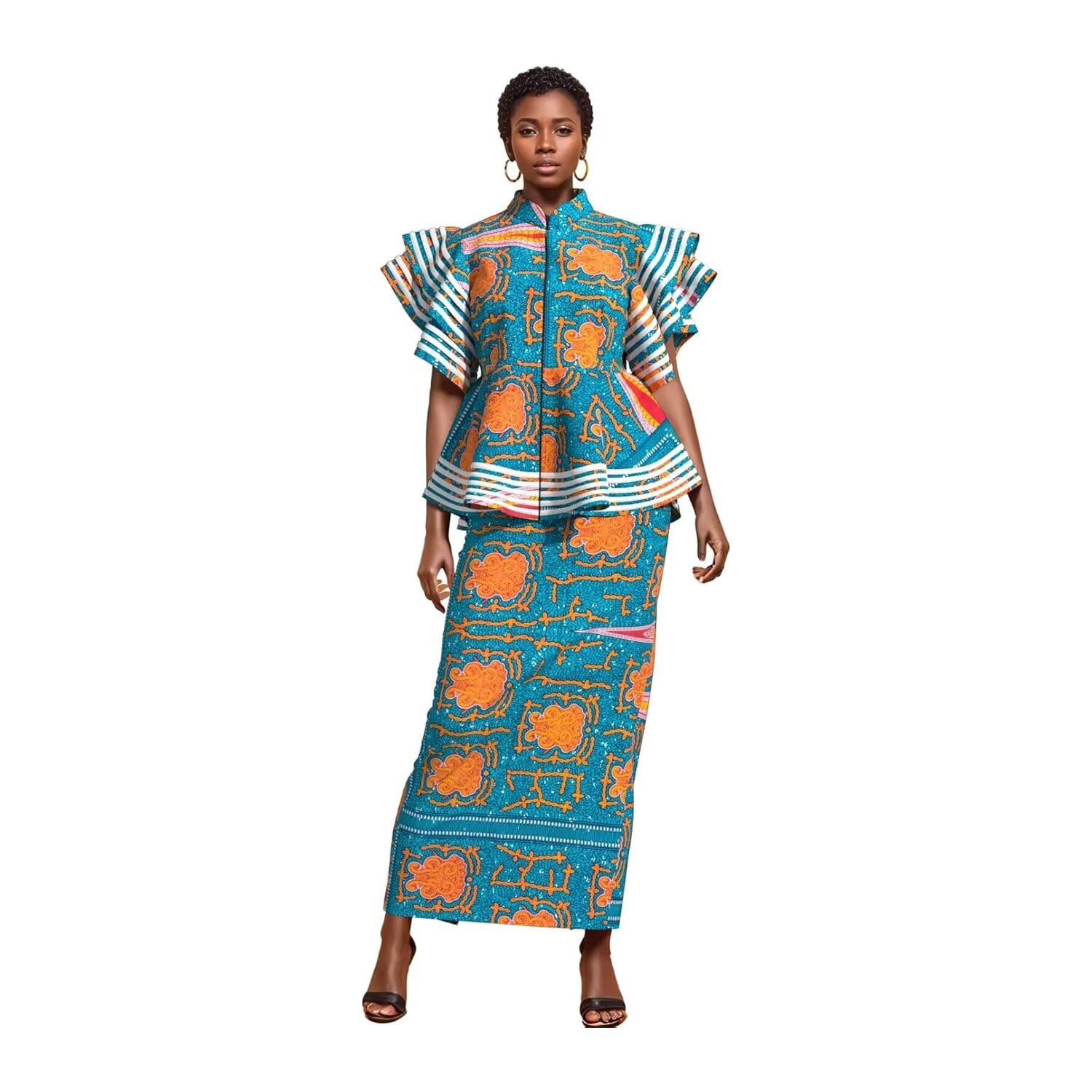 BintaRealWax Women's African Dresses Dashiki Women's Skirt Sets Zipper ...