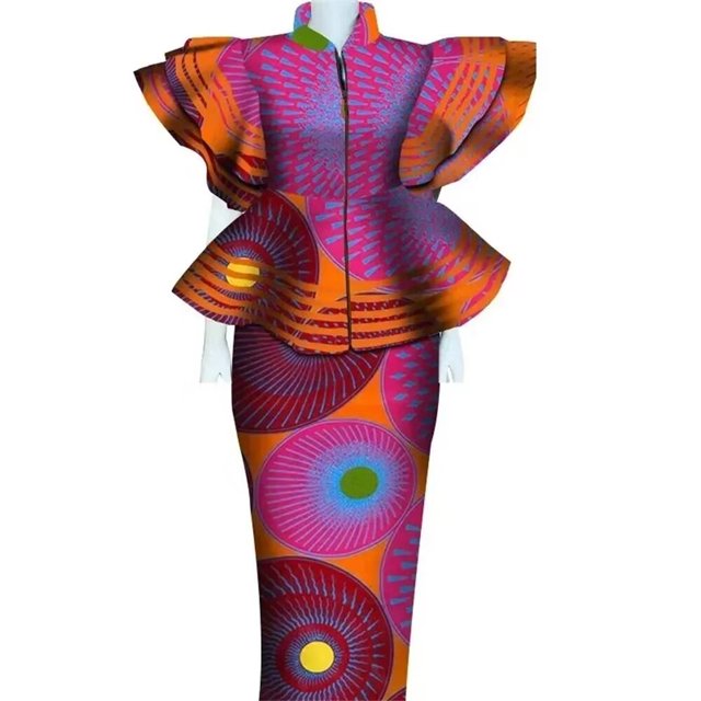 BintaRealWax Women's African Dresses Dashiki Women's Skirt Sets Zipper ...