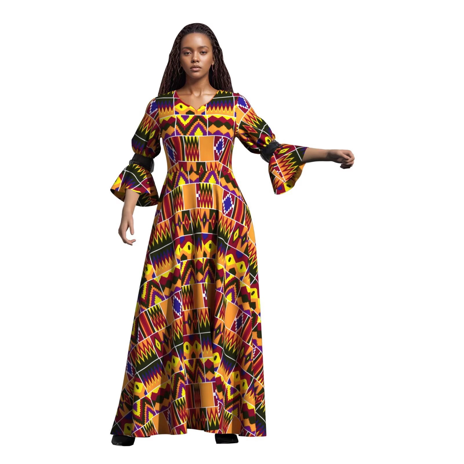 BintaRealwax African Dresses for Women Traditional Kente Clothes Long ...