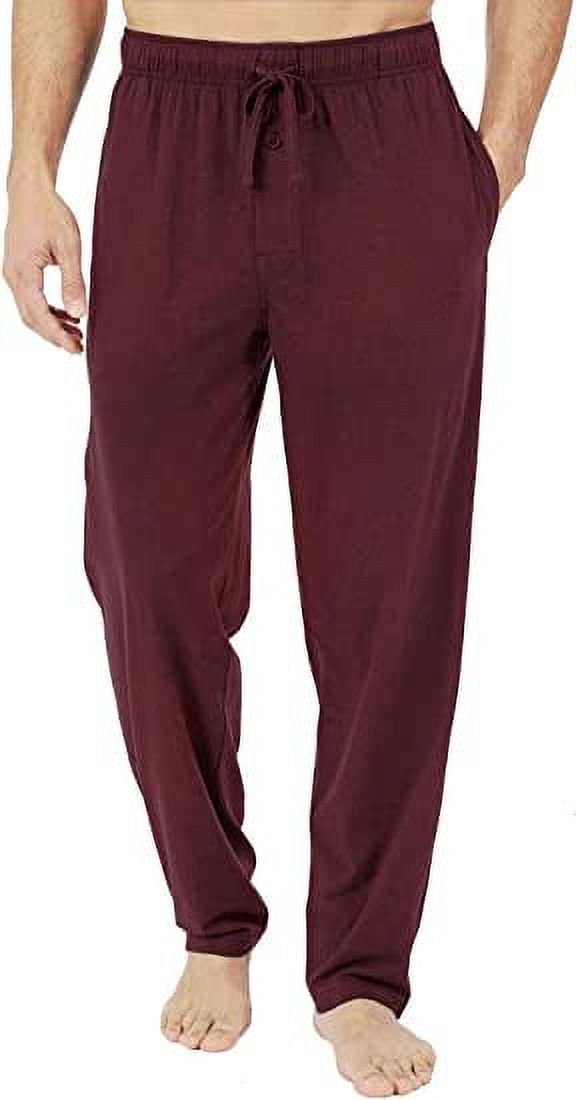 Bintangor Mens Pajama Sleep Pants 100% Cotton Knit Lounge Wear Long Red ...