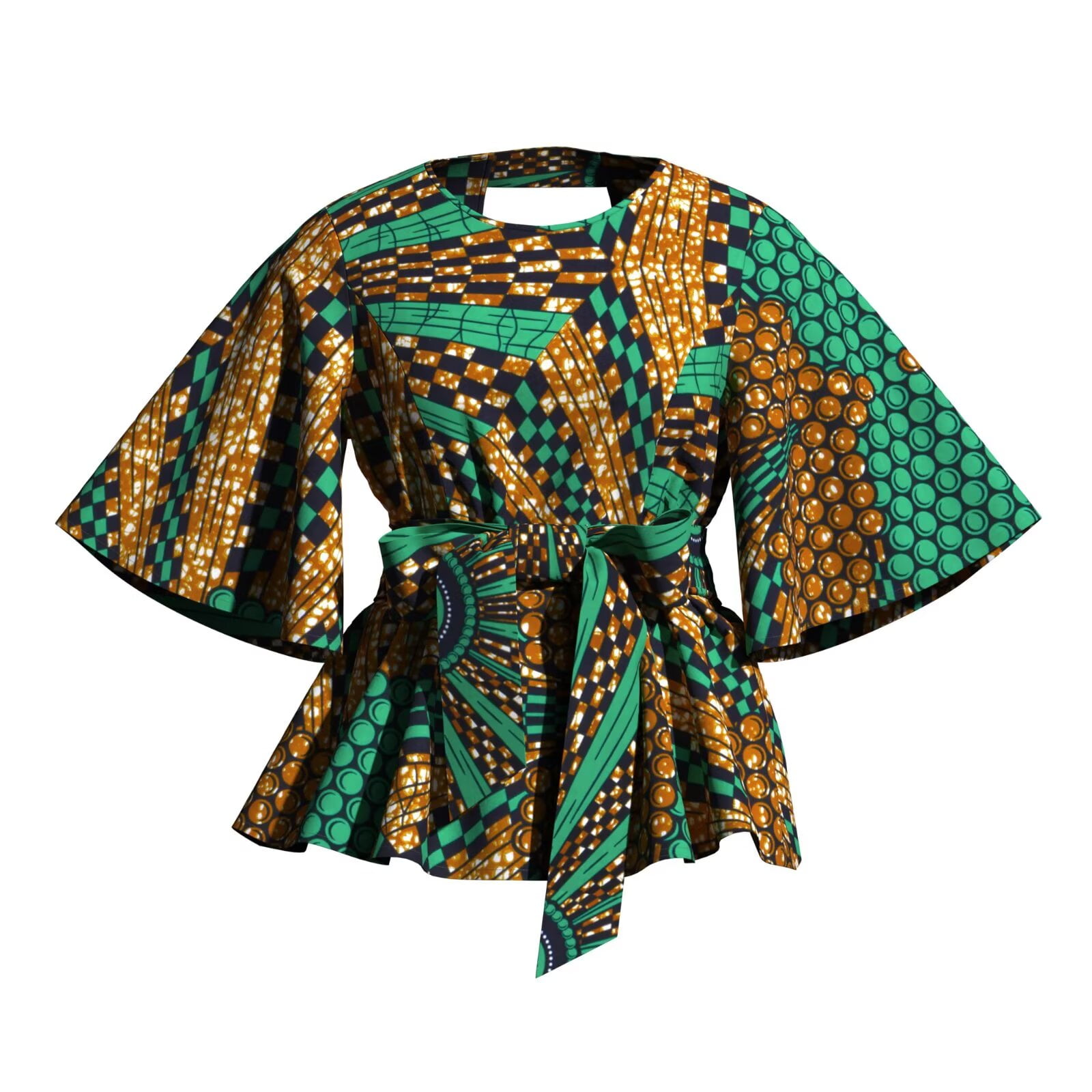 Bintarealwax African Attire for Women Ankara Print Round Neck Flare ...