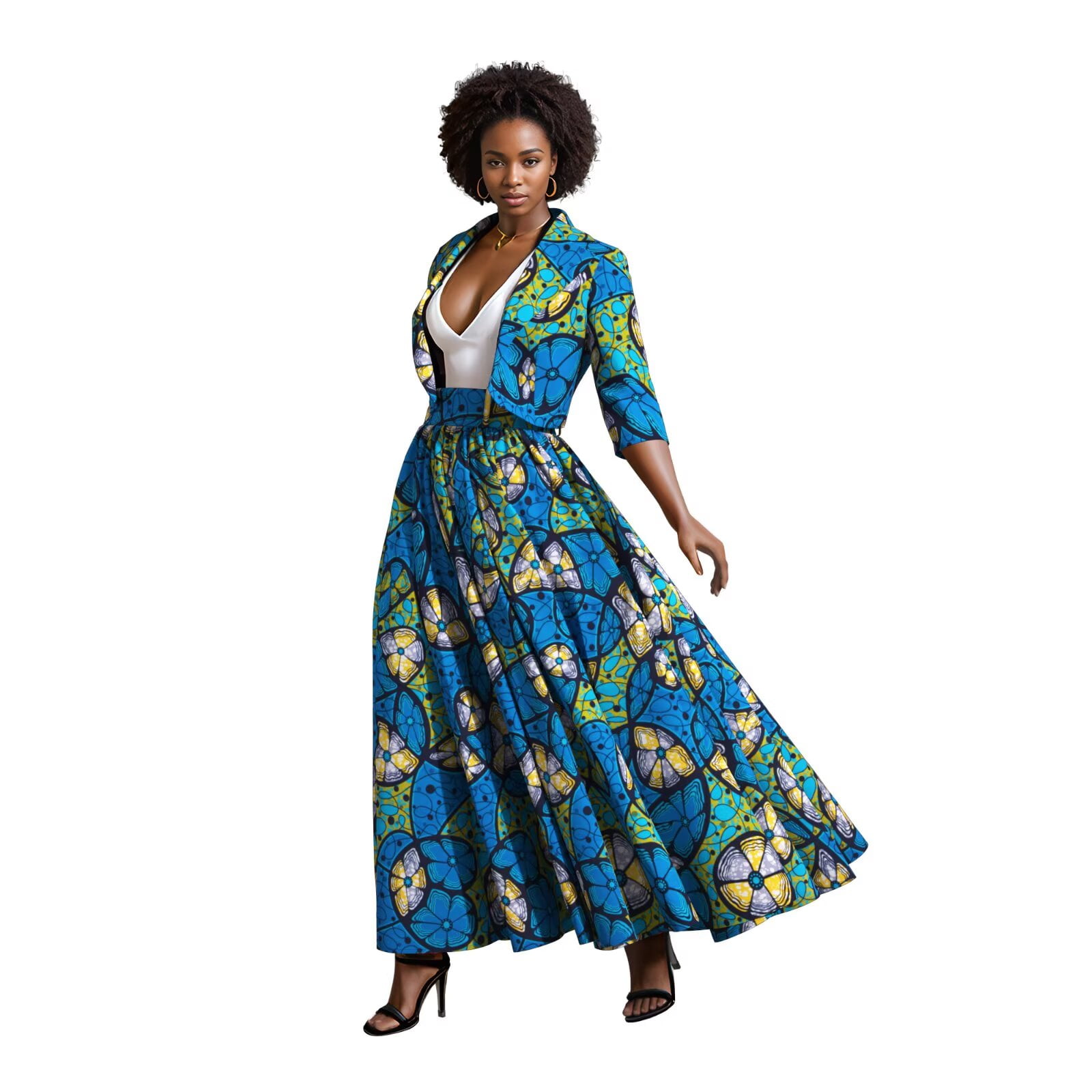 Bintarealwax African Attire for Women Floral Print Short Jacket Coat ...