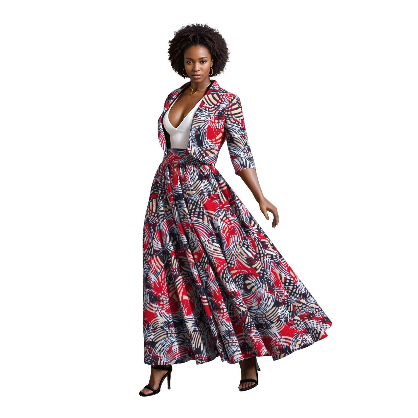 Bintarealwax African Attire for Women Floral Print Short Jacket Coat ...