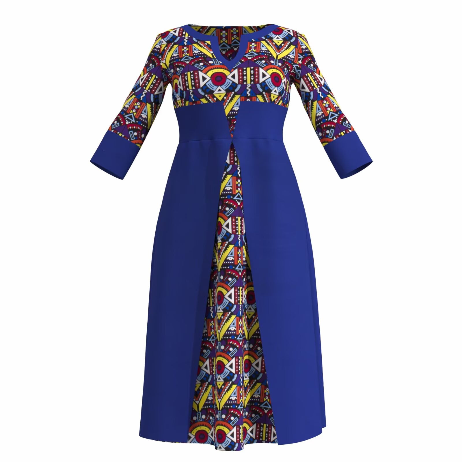 Bintarealwax African Dress for Women Print Three Quarters Sleeves High ...
