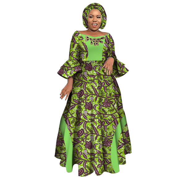Bintarealwax African Long Sleeve Dresses for Women Party Wedding Casual ...