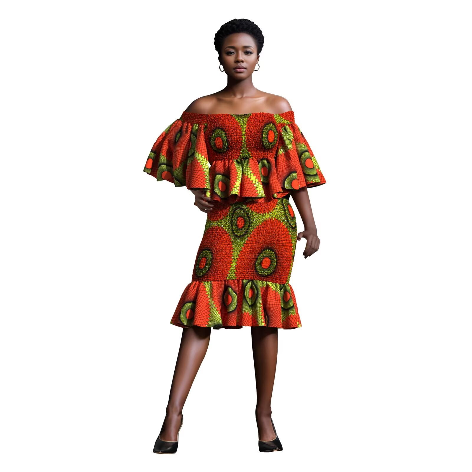 Bintarealwax African Two Piece Skirt Set for Women Kente Print Bodycon ...