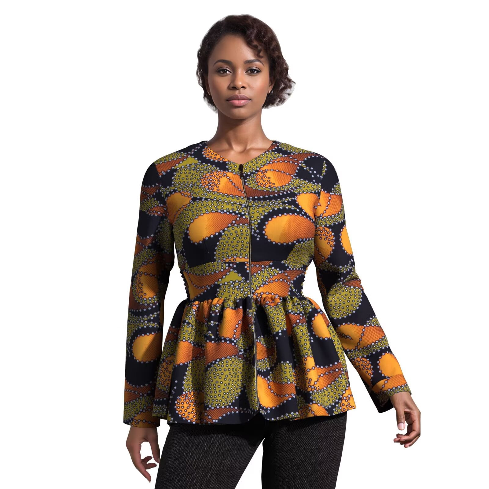 Bintarealwax Women African Print Shirt Ankara Dashiki V Neck Long ...