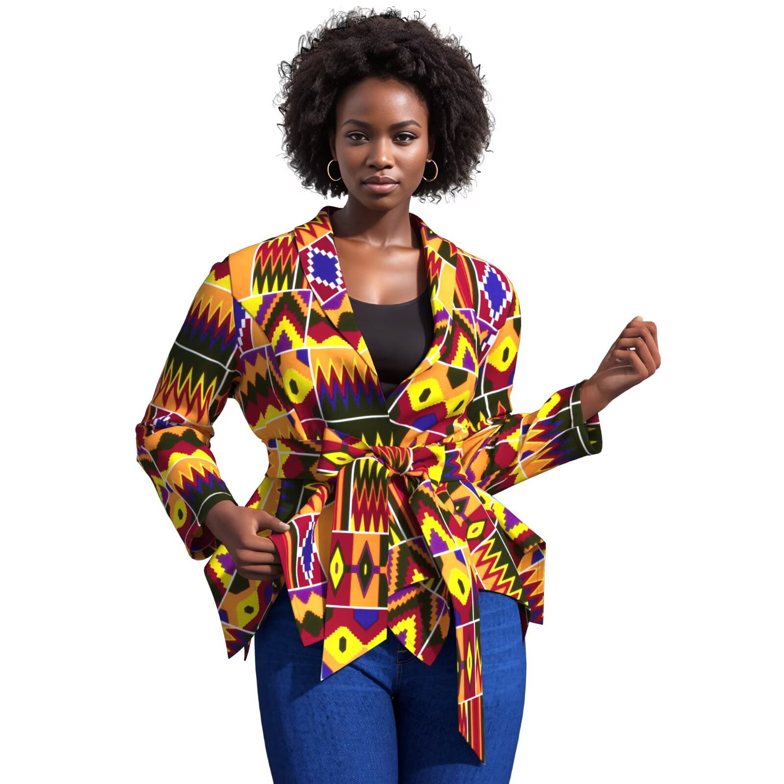 Bintarealwax Women's African Print Wax Jacket Dashiki Cotton Ankara ...
