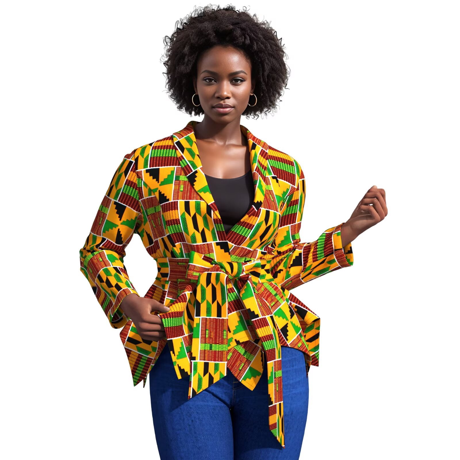 Bintarealwax Women's African Print Wax Jacket Dashiki Cotton Ankara ...