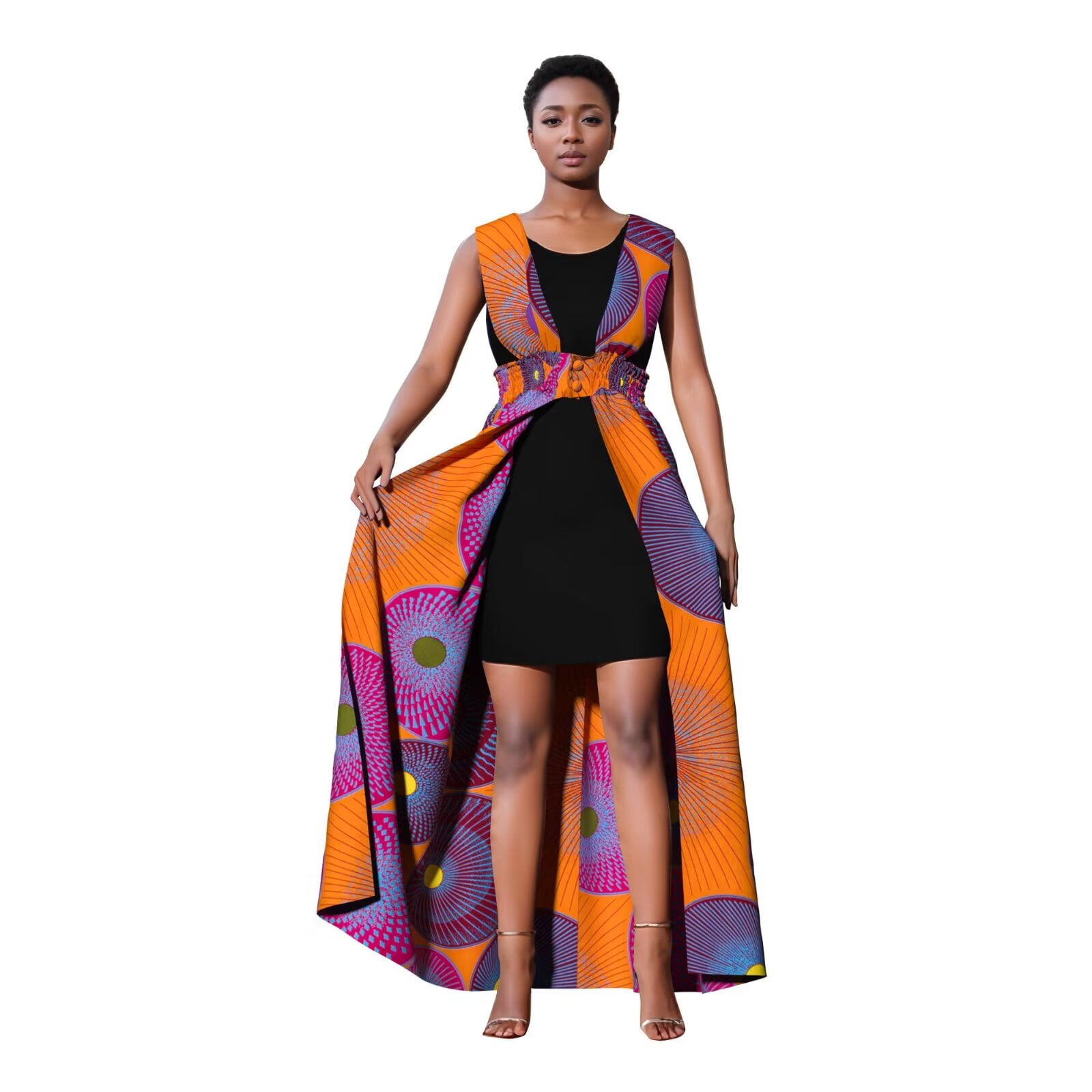 Bintarealwax Women’s Vest Dresses African Kente Print Sleeveless ...
