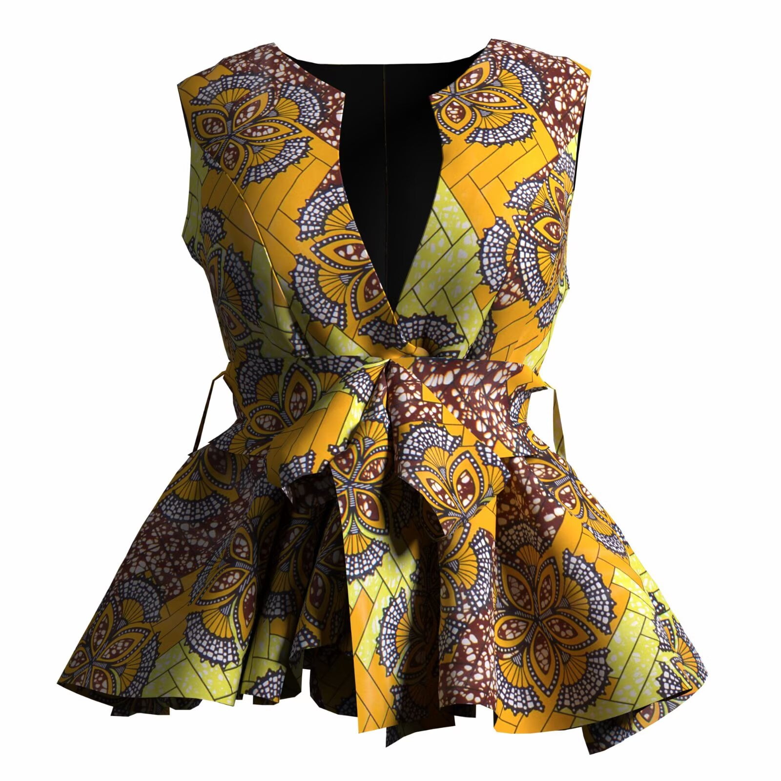 Bintarealwax Womens Dashiki Tops Sleeveless Summer African Printed Slim ...