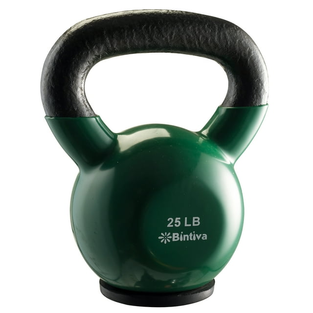 Bintiva Professional Grade, Vinyl Coated, Solid Cast Iron Kettlebells ...