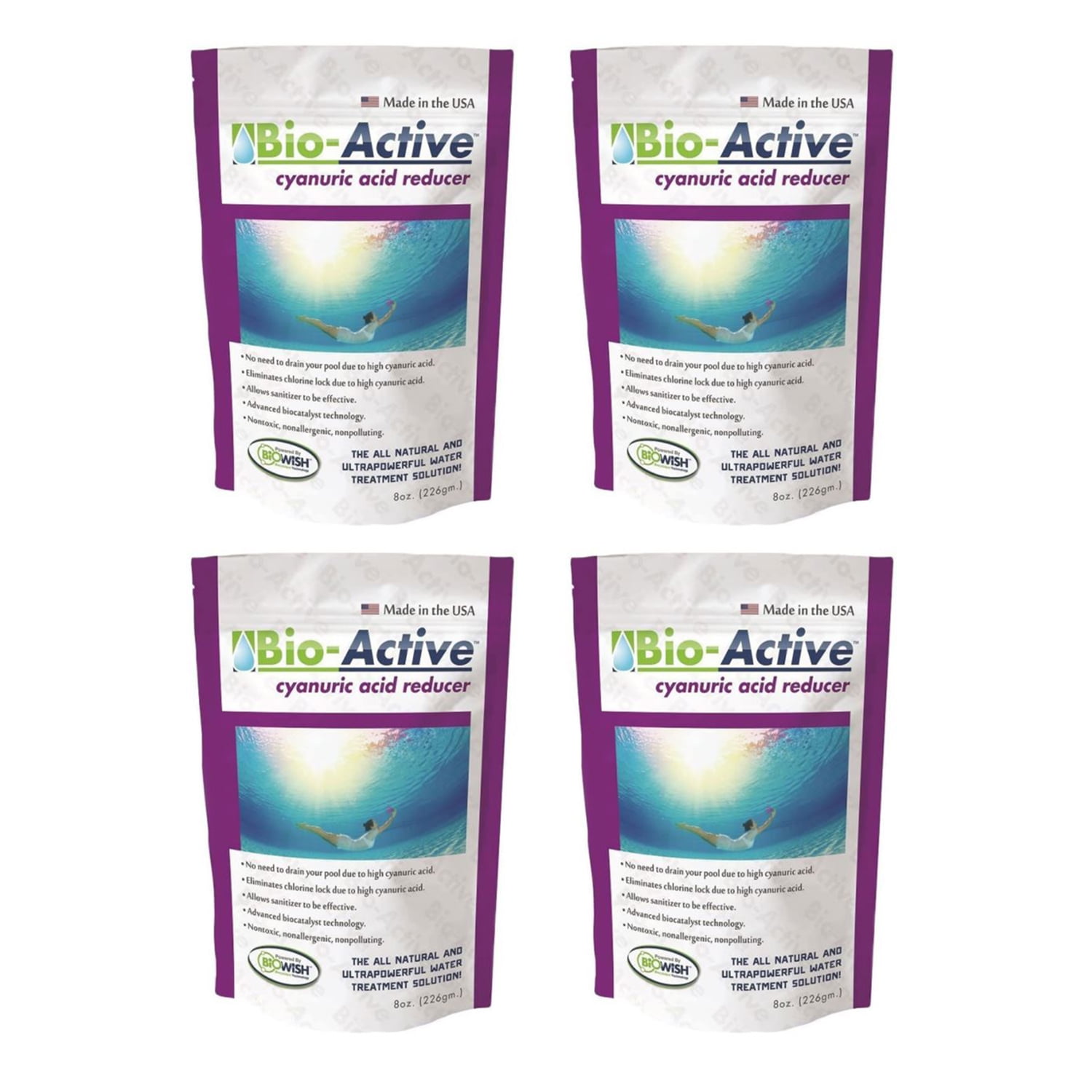 Bio-Active Cyanuric Acid Reducer Powder for Pools, 8 Oz (4 Pack ...