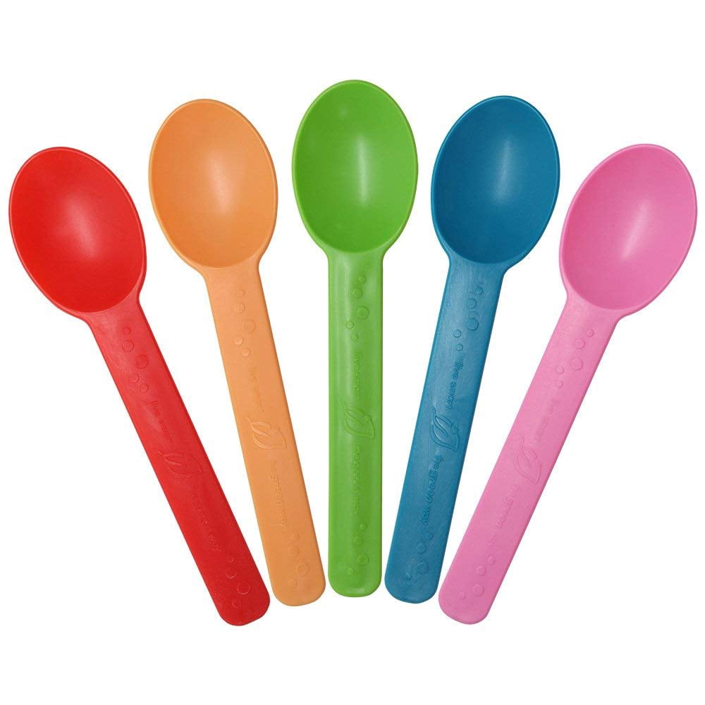 Bio Based Reusable Spoons, TSF6 20 pack, 5 Colors, great with yogurt ...