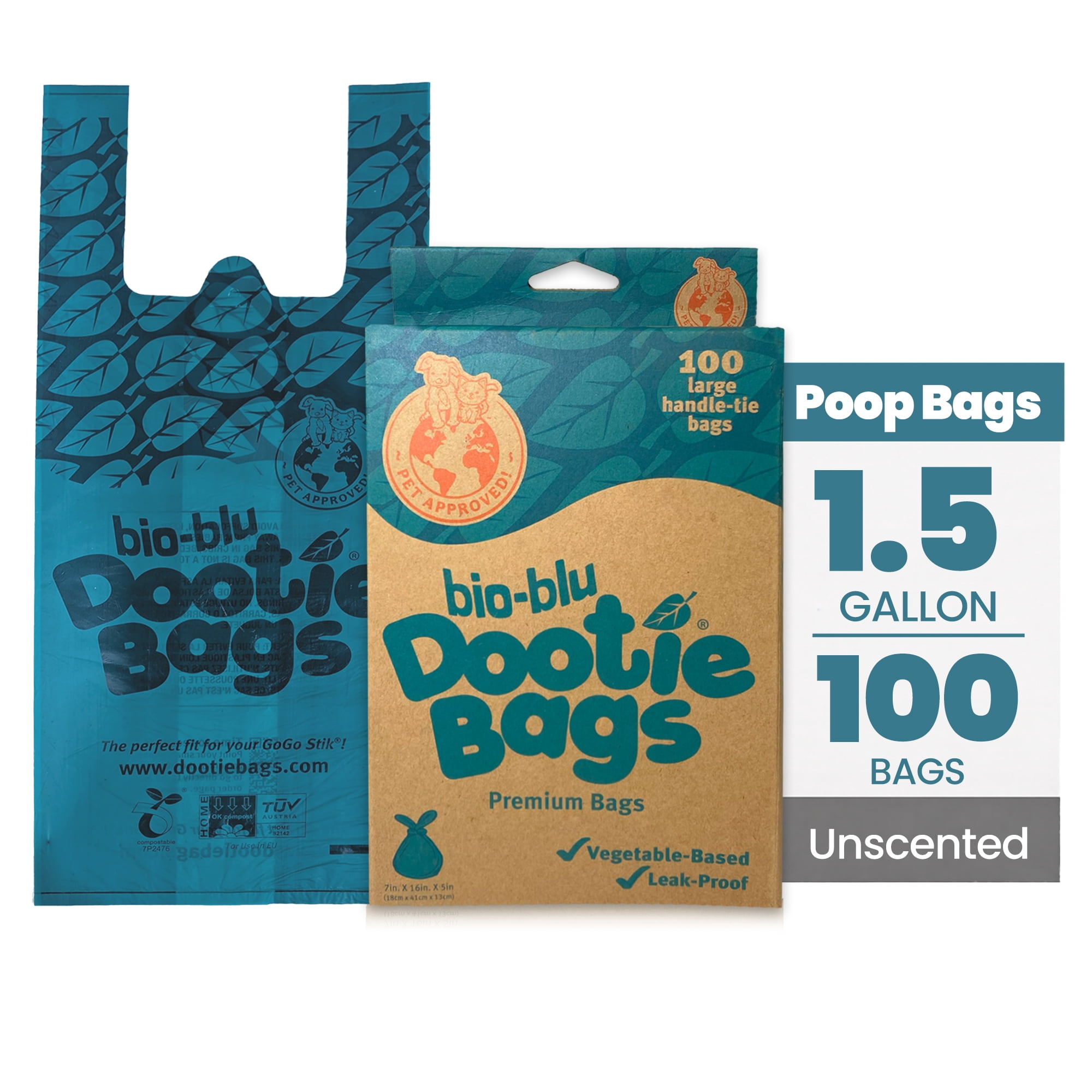 GoGo Stik Bio-Blu Dootie Bags, 16x12 inch, Leakproof, Biodegradable ...