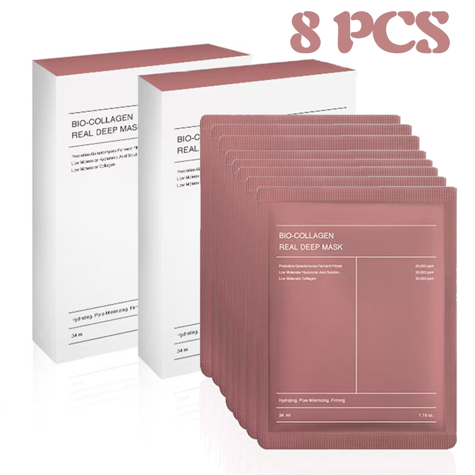 Bio-Collagen Face Mask Overnight 34g x 8ea, Real Deep Collagen Mask, Anti-Wrinkle Lifting Face ...