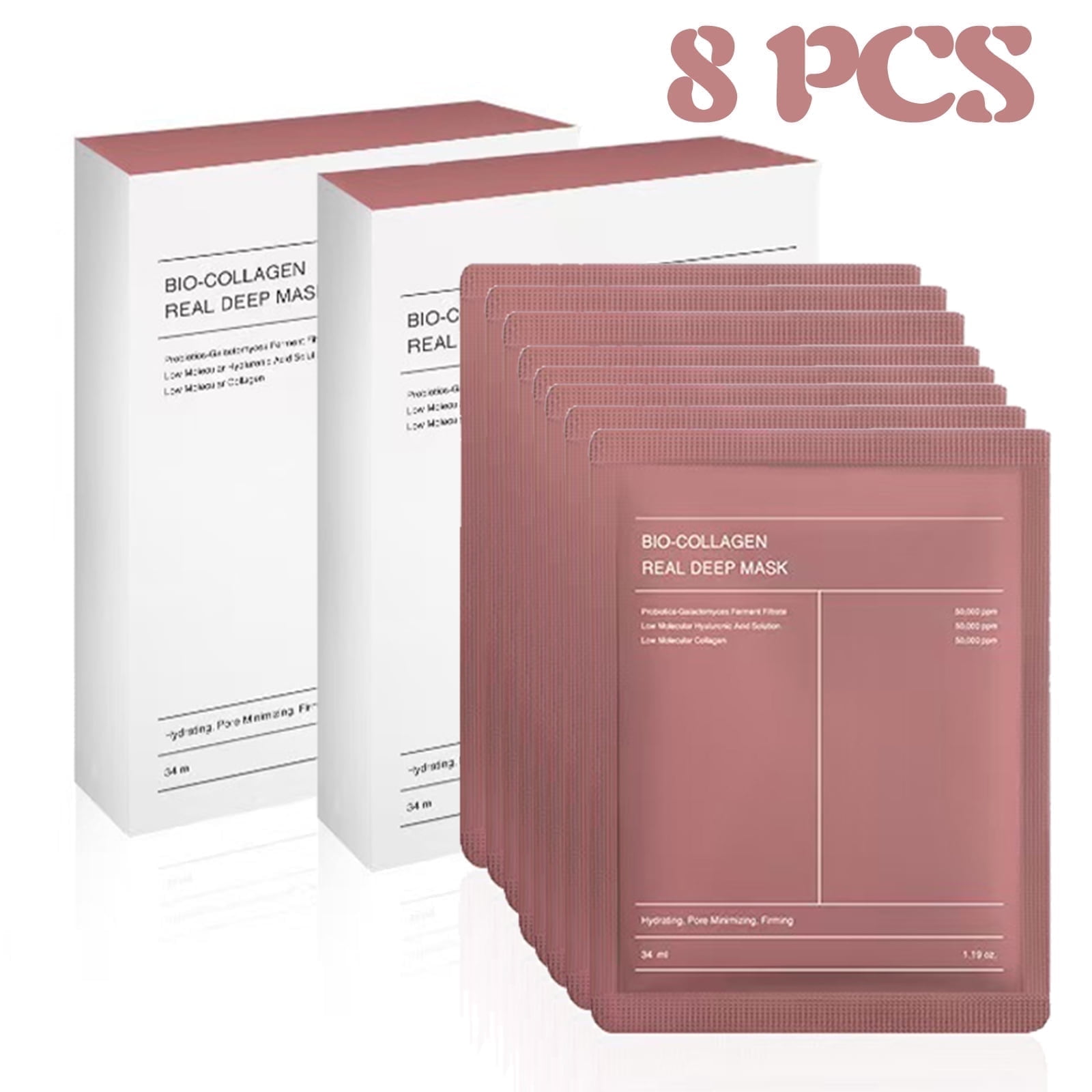 Agtoal Bio-Collagen Face Mask Overnight 34g x 8ea, Real Deep Collagen Mask, Anti-Wrinkle Lifting ...