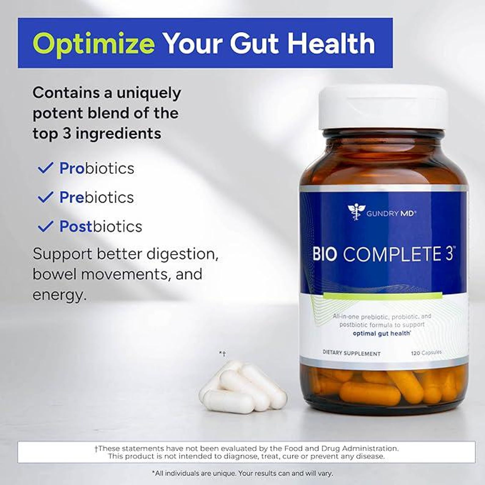 Bio-Complete 3 Gut Core Daily Series, 1 Bottle - Walmart.com