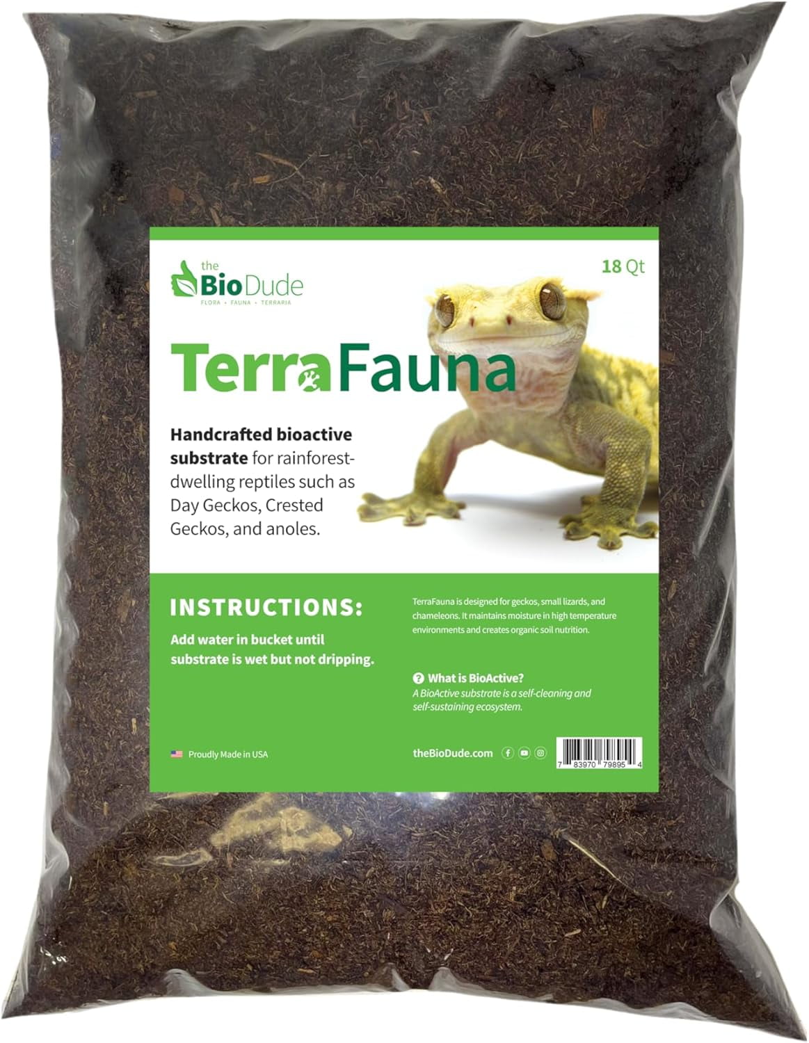 The Bio Dude Terra Fauna Bioactive Reptile Substrate 18 Quart for ...