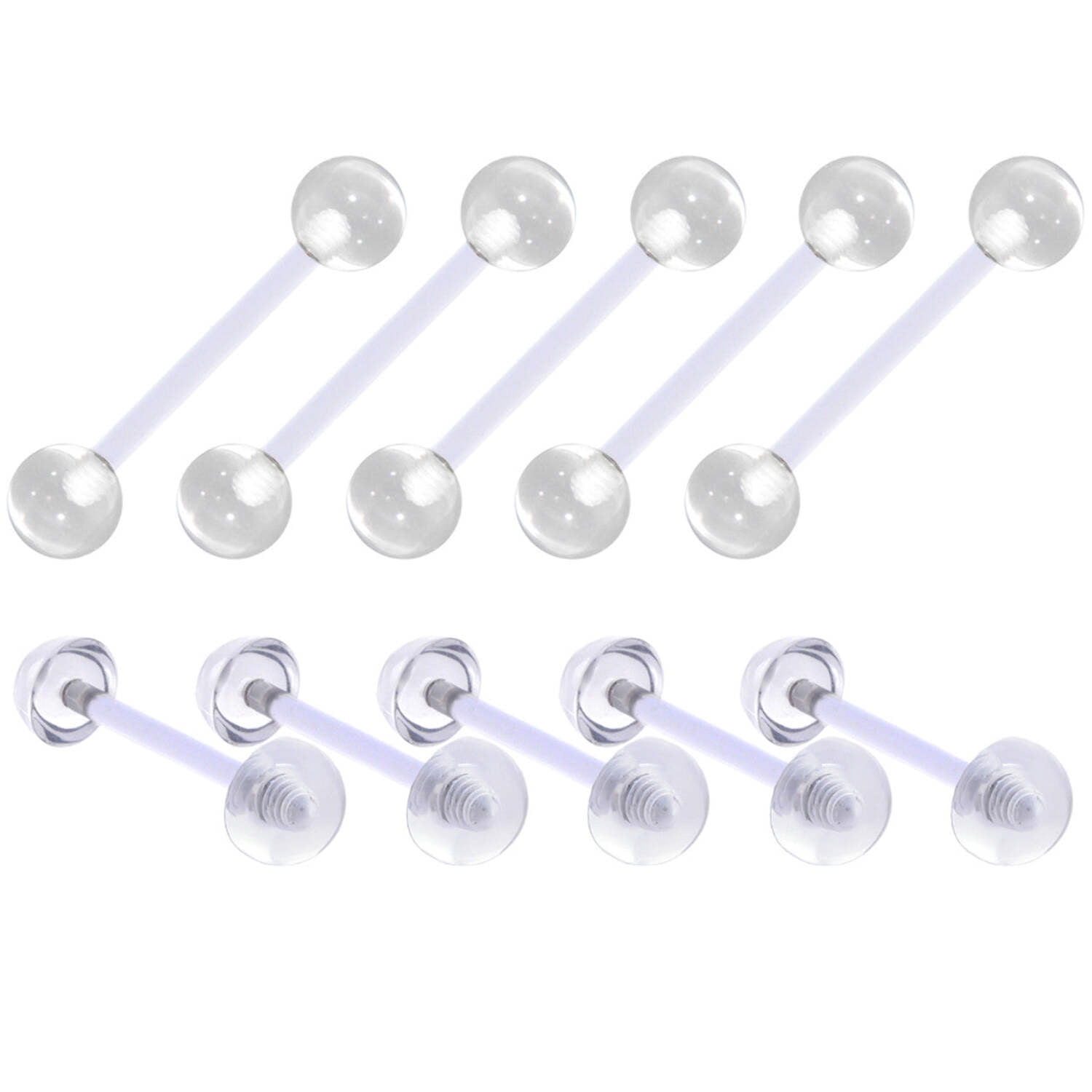 Bio-Flex Flexible Barbell Clear Retainer 14 Gauge Tongue - 10 Piece ...