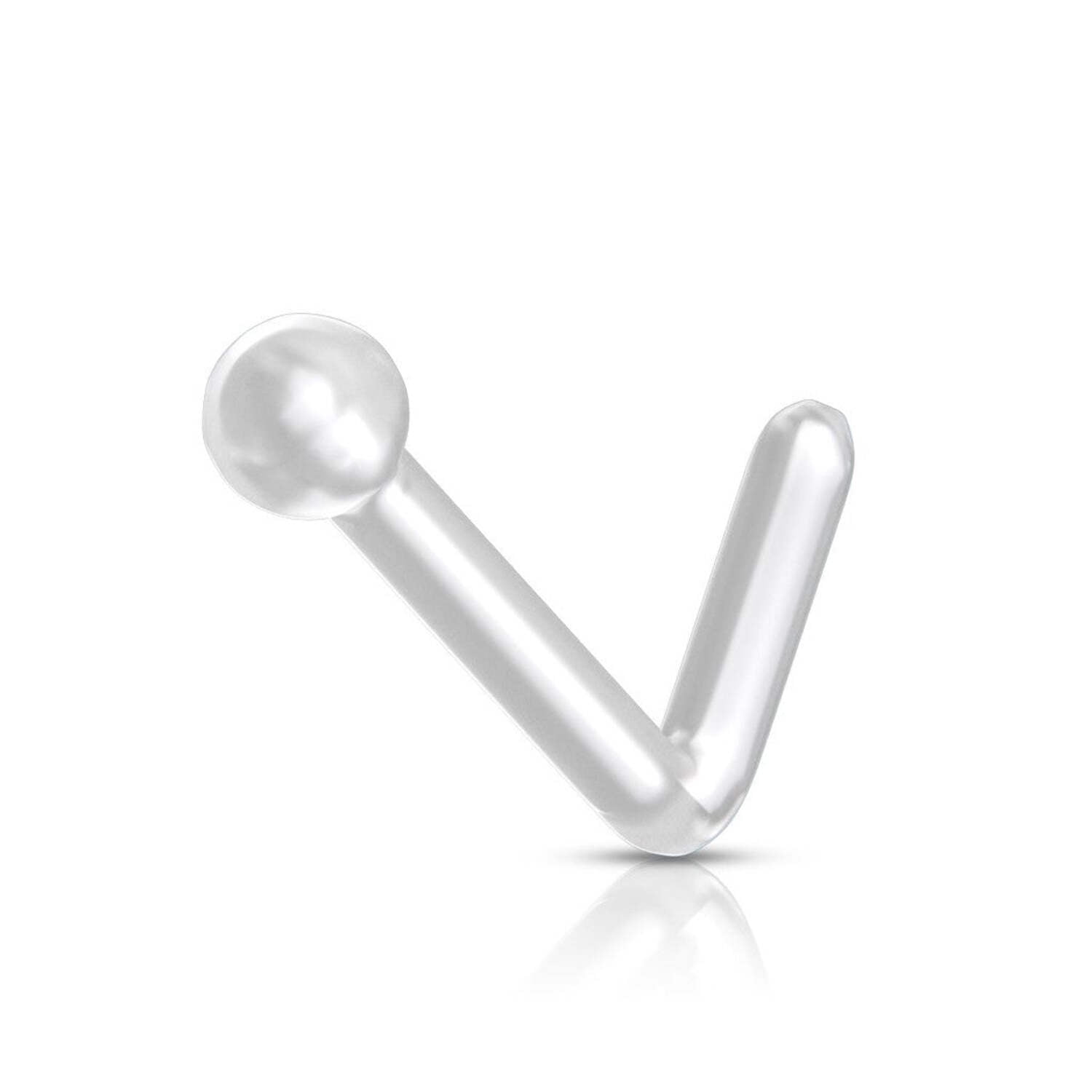 Bio-Flex Nose Ring Stud 20 18 Gauge 1/4" L Bend Clear Retainer Ball ...