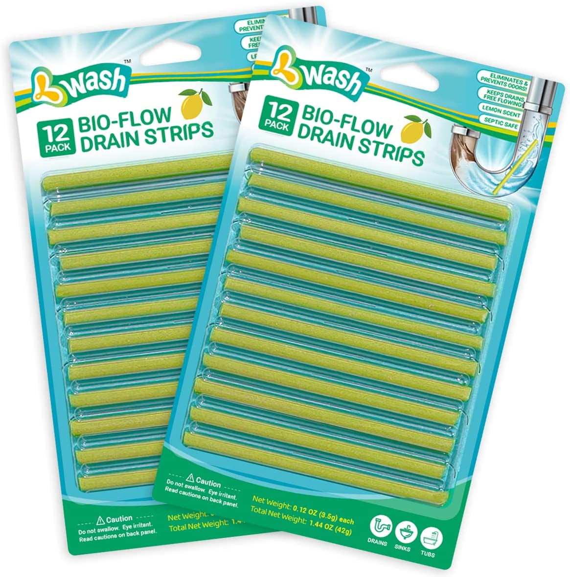 Bio-Flow Drain Strips - Lemon Scent Odor Remover & Freshener - 24 ...