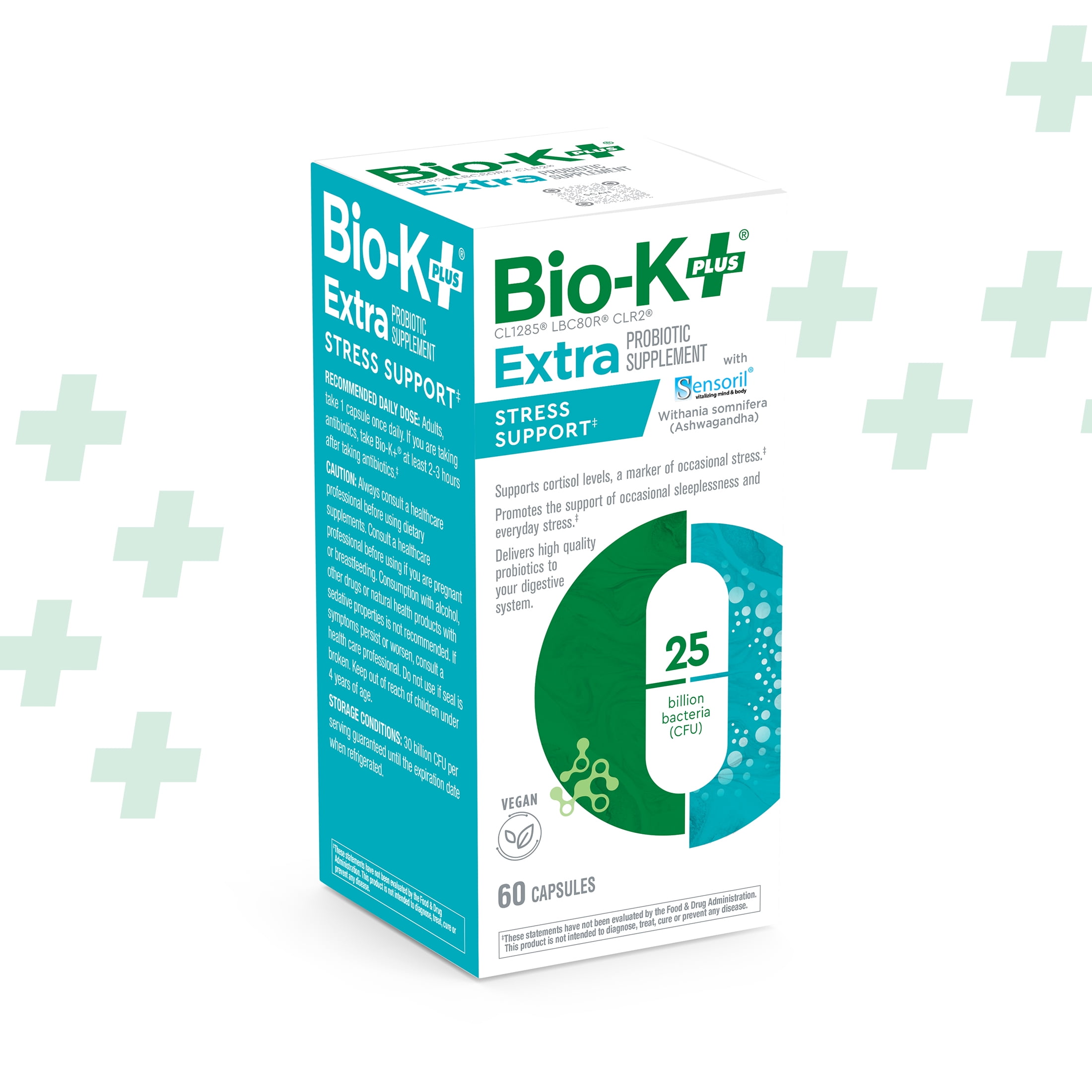 Bio-K+ Extra Stress Support Probiotic Capsules, Shelf Stable, 25 ...