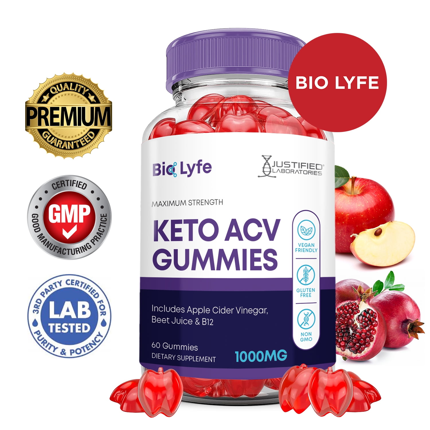 Bio Lyfe Keto ACV Gummies 1000MG, Dietary Supplement, 60 Chewable ...