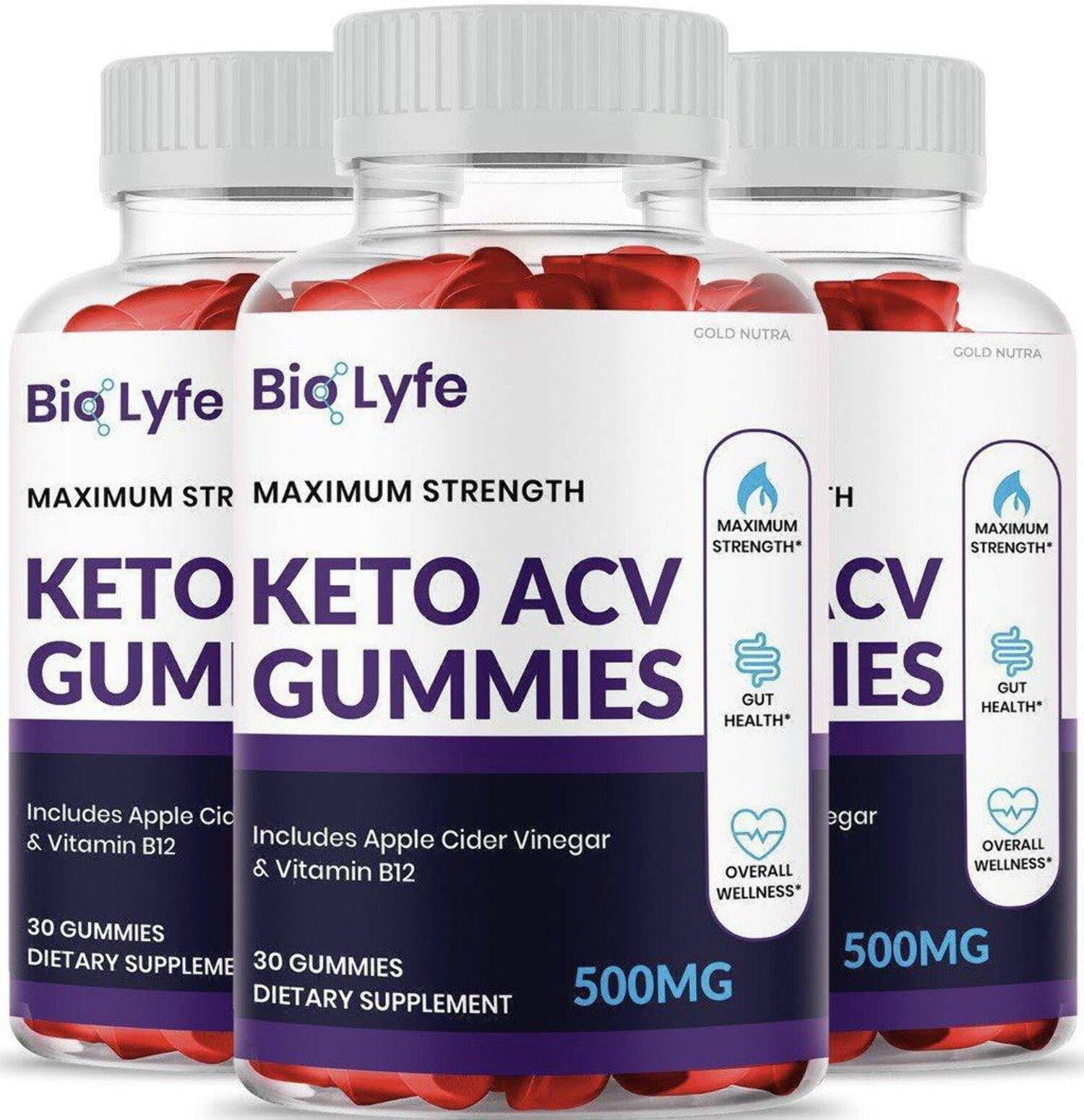 Bio Lyfe Keto ACV Gummies, Max Strength Formula with Apple Cider ...