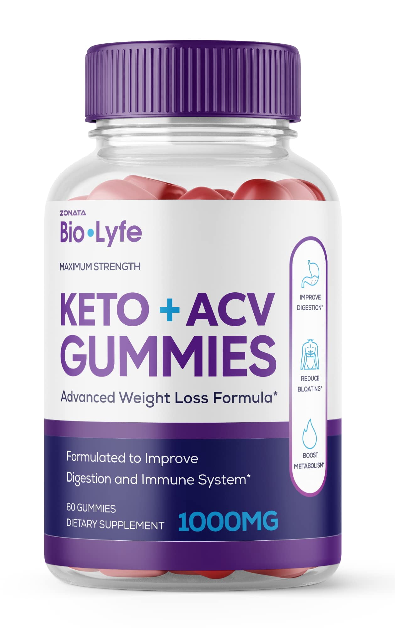 Bio-Lyfe Keto Gummies, Bio Lyfe ACV Keto Gummies, 60 Count, 1 Month ...