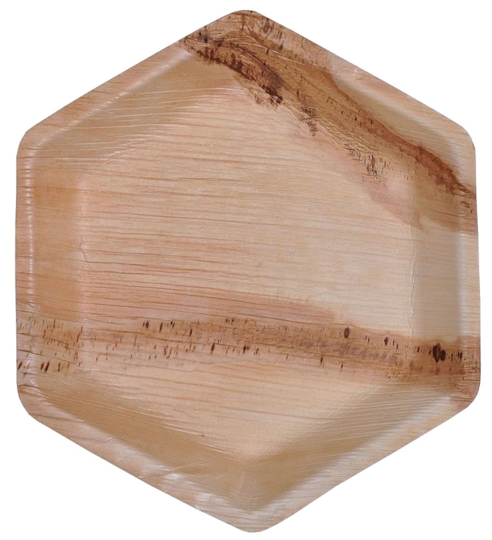 Bio Mart - Hexagon Plate, Palm Leaf Plates, Outdoor Dinnerware, 9-Inch ...