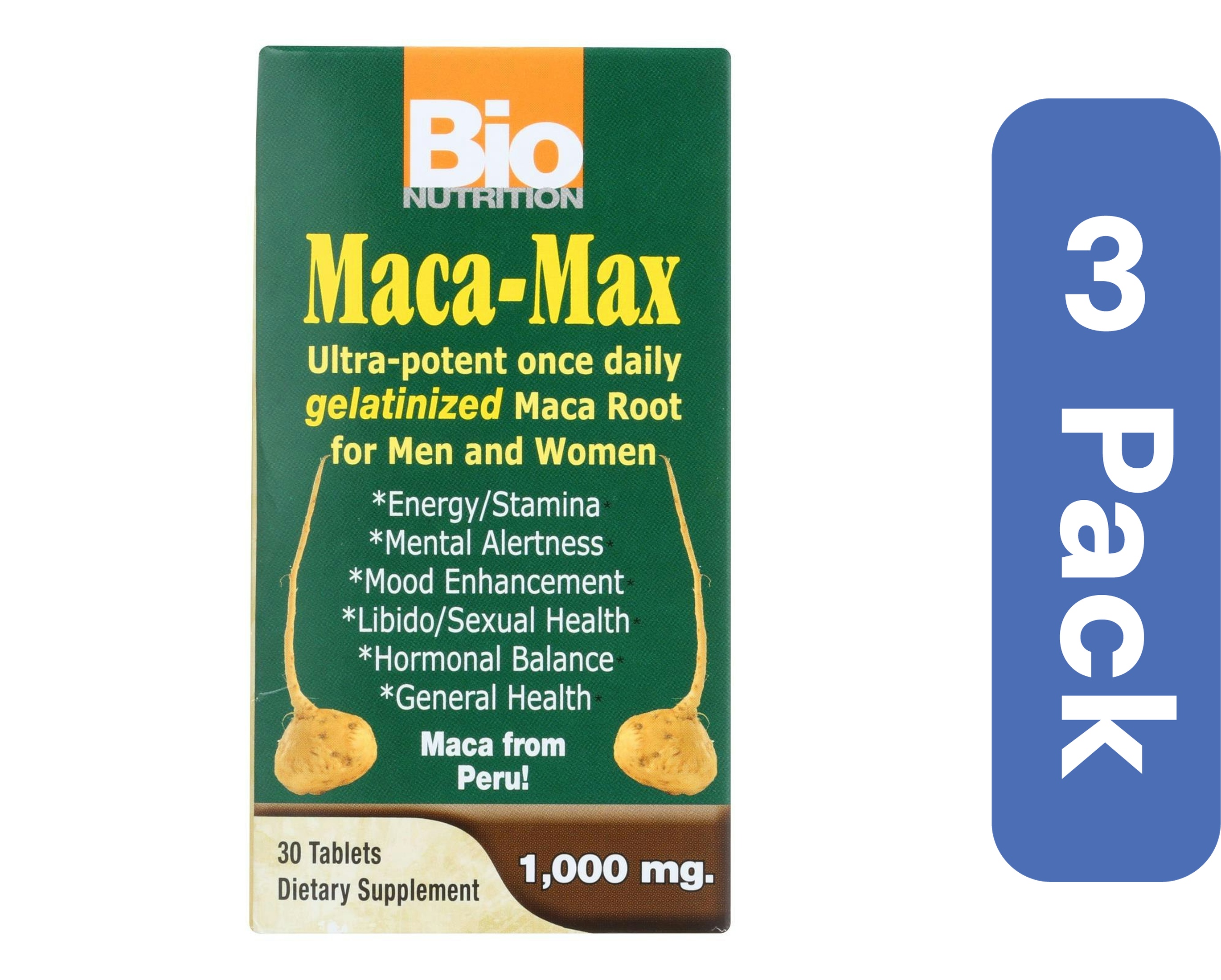 Bio Nutrition Maca Max 1000 mg 30 tablets (Pack of 3) - Walmart.com