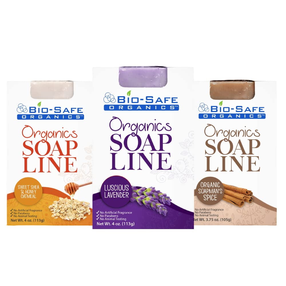 Bio-Safe Organics Mixed Assort of Soaps Bundle 1 - Pack of 3 - Organic ...